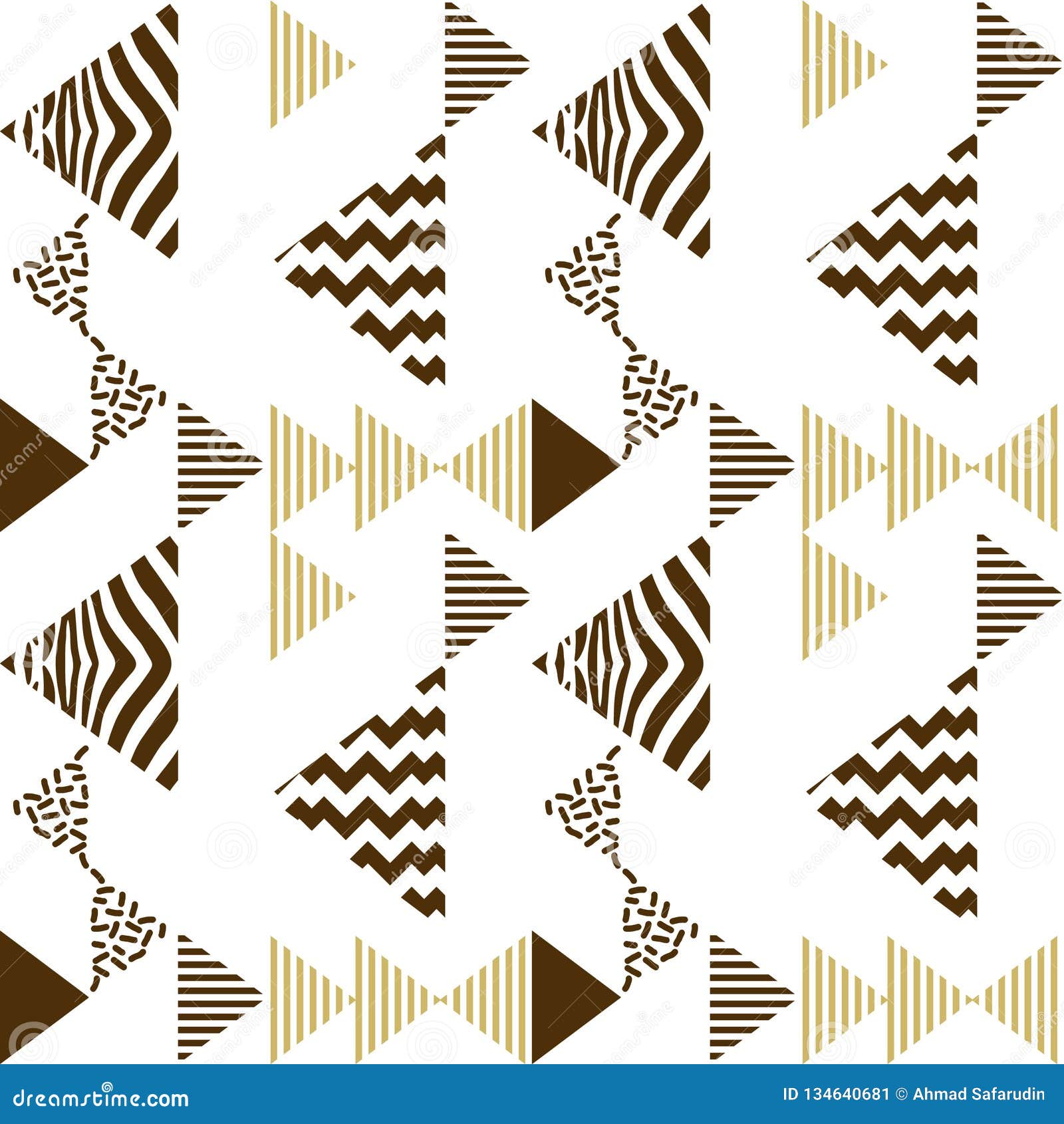 Golden Geometric Triangle Seamless Pattern Vector with Golden Colors ...