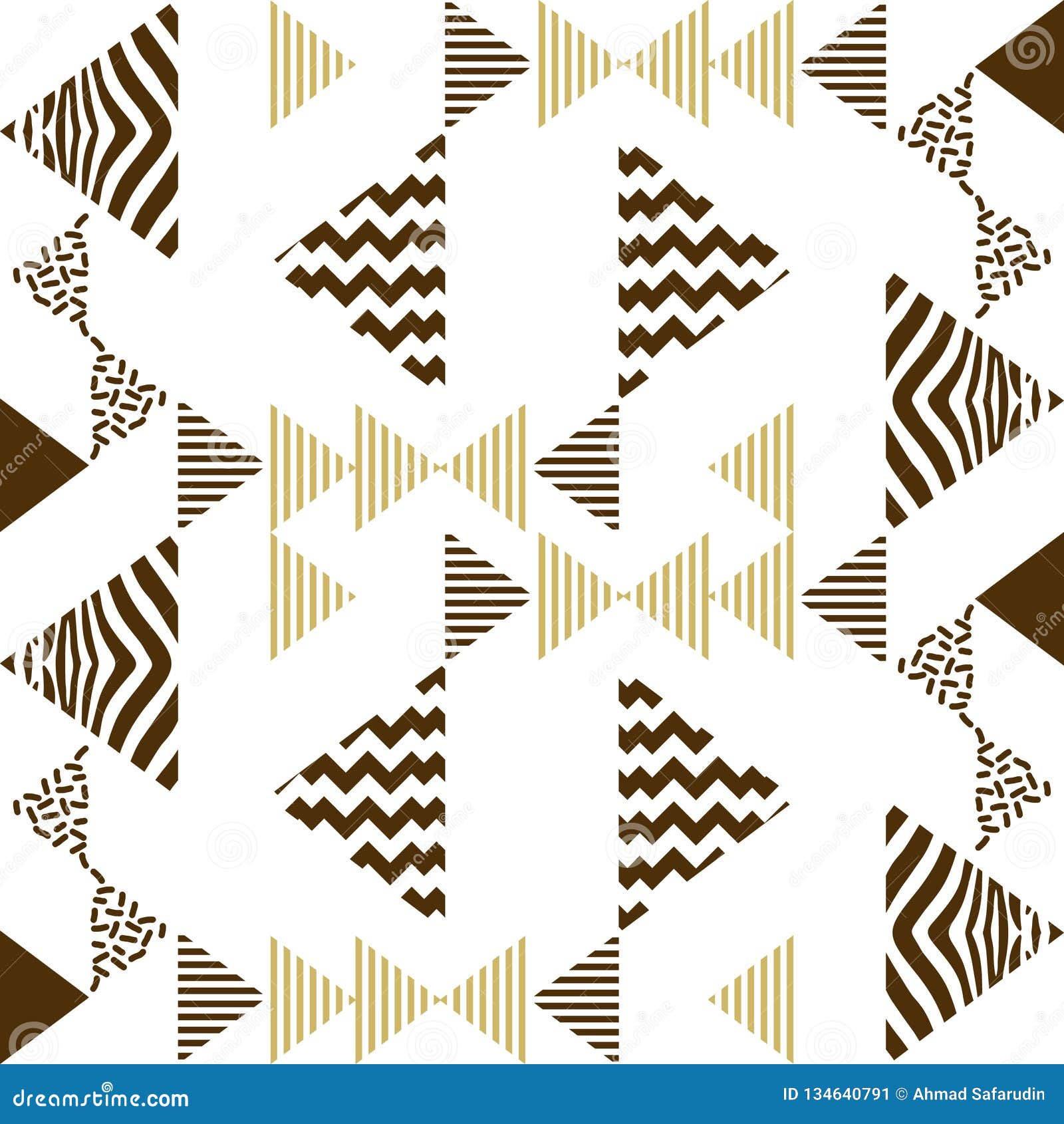 Golden Geometric Triangle Seamless Pattern Vector with Golden Colors ...