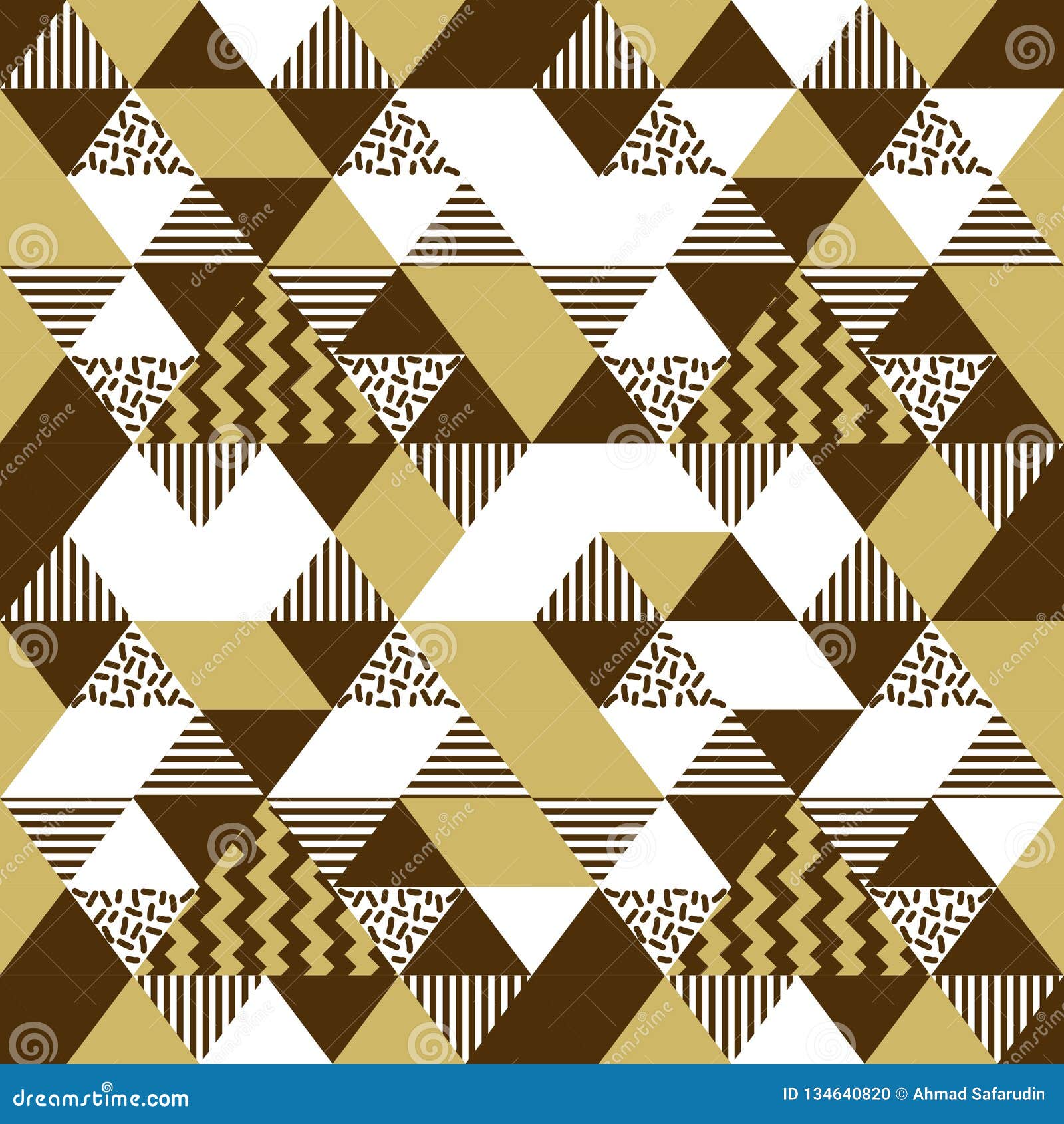 Golden Geometric Triangle Seamless Pattern Vector with Golden Colors ...