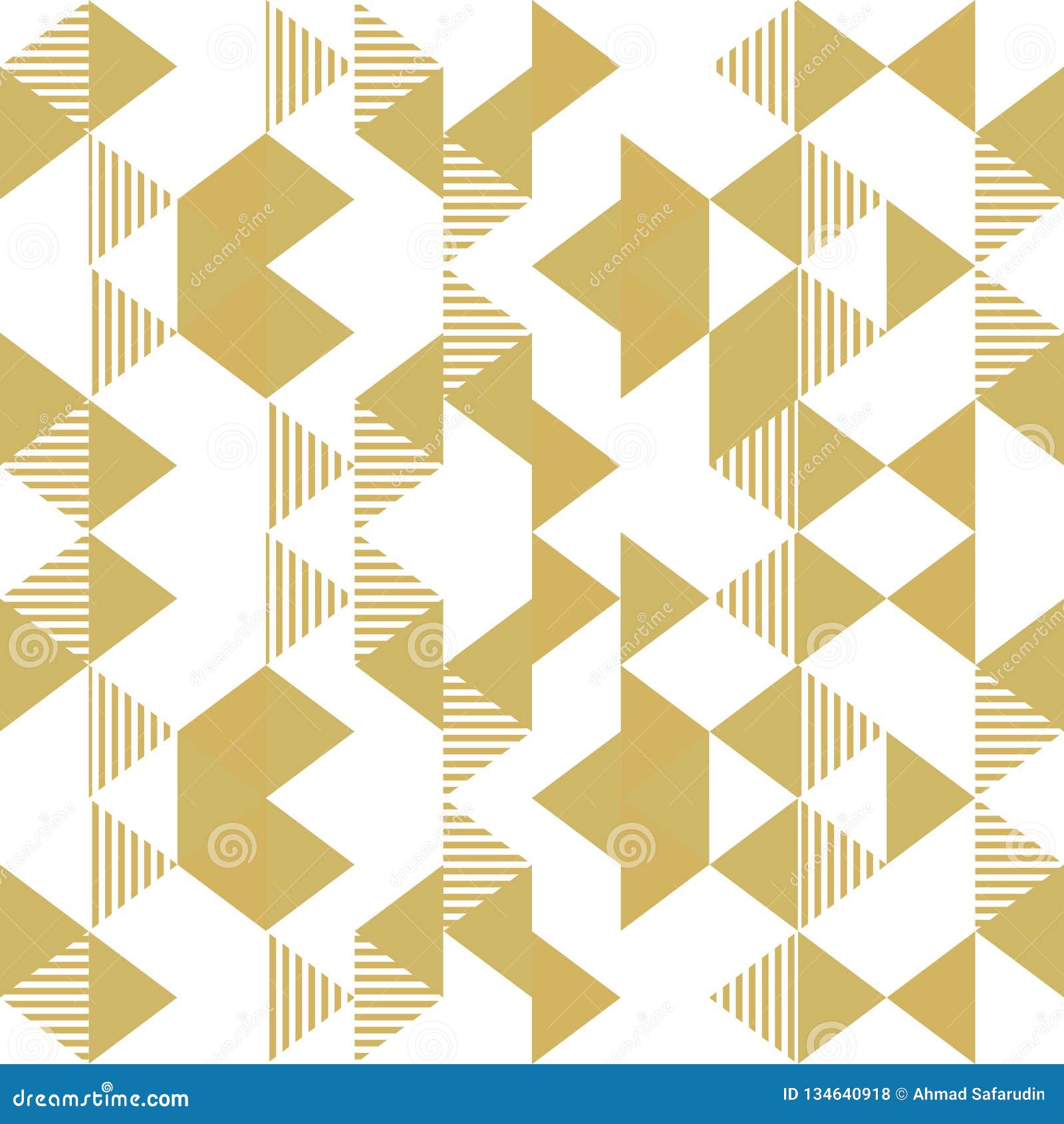 Golden Geometric Triangle Seamless Pattern Vector with Golden Colors ...