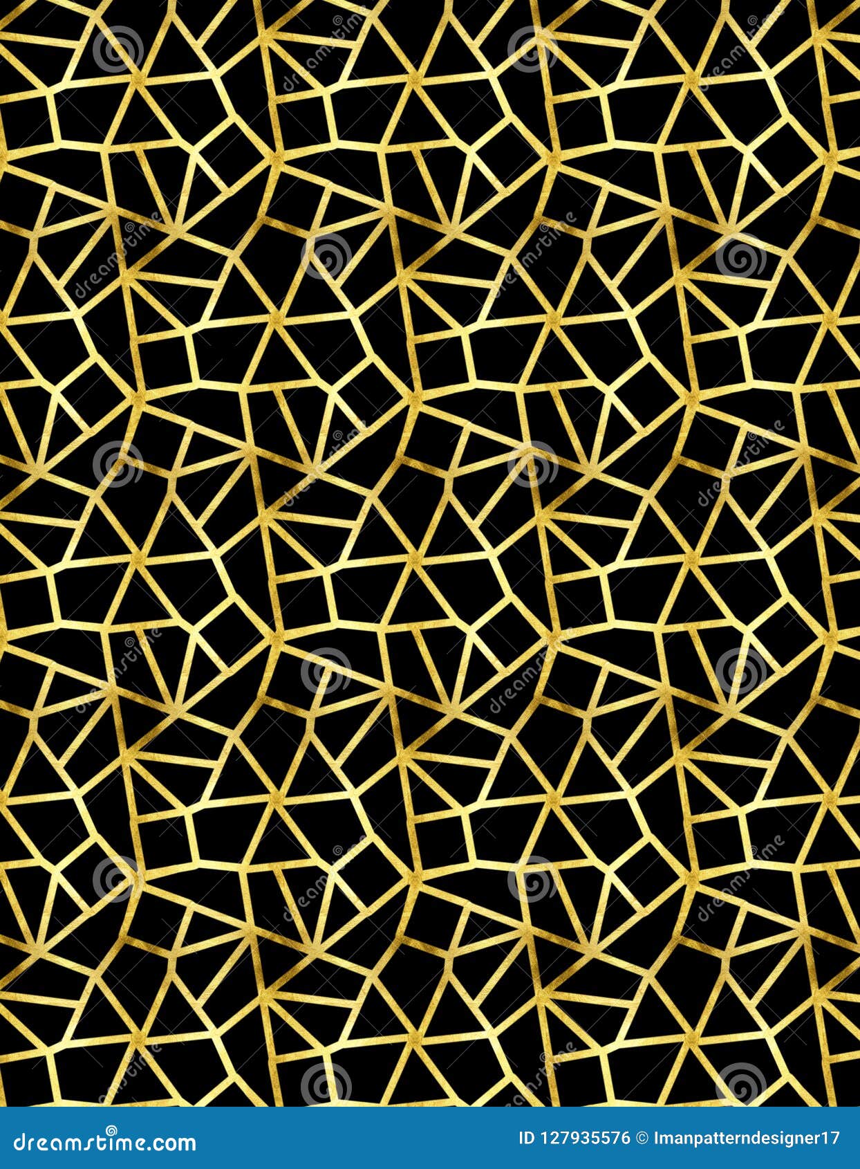 Golden Geometrical Repeating Pattern with Hand-drawn Triangles and ...