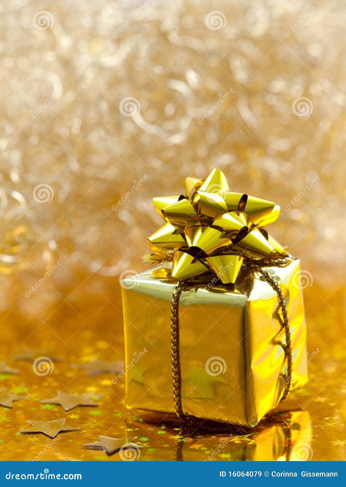 Golden gift stock image. Image of days, christmas, time - 16064079