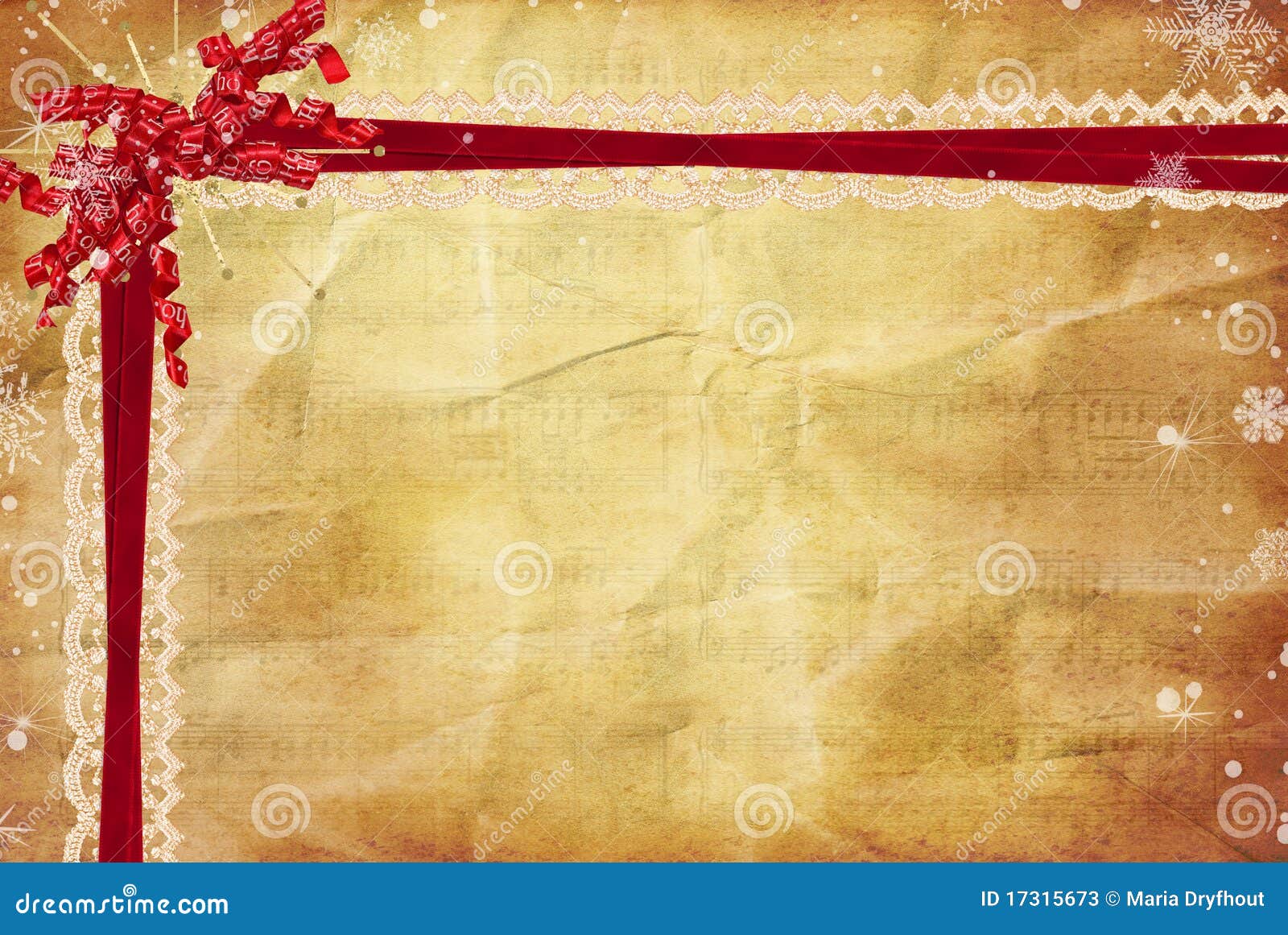 Christmas Ribbon on Texture Paper Stock Illustration - Illustration of ...