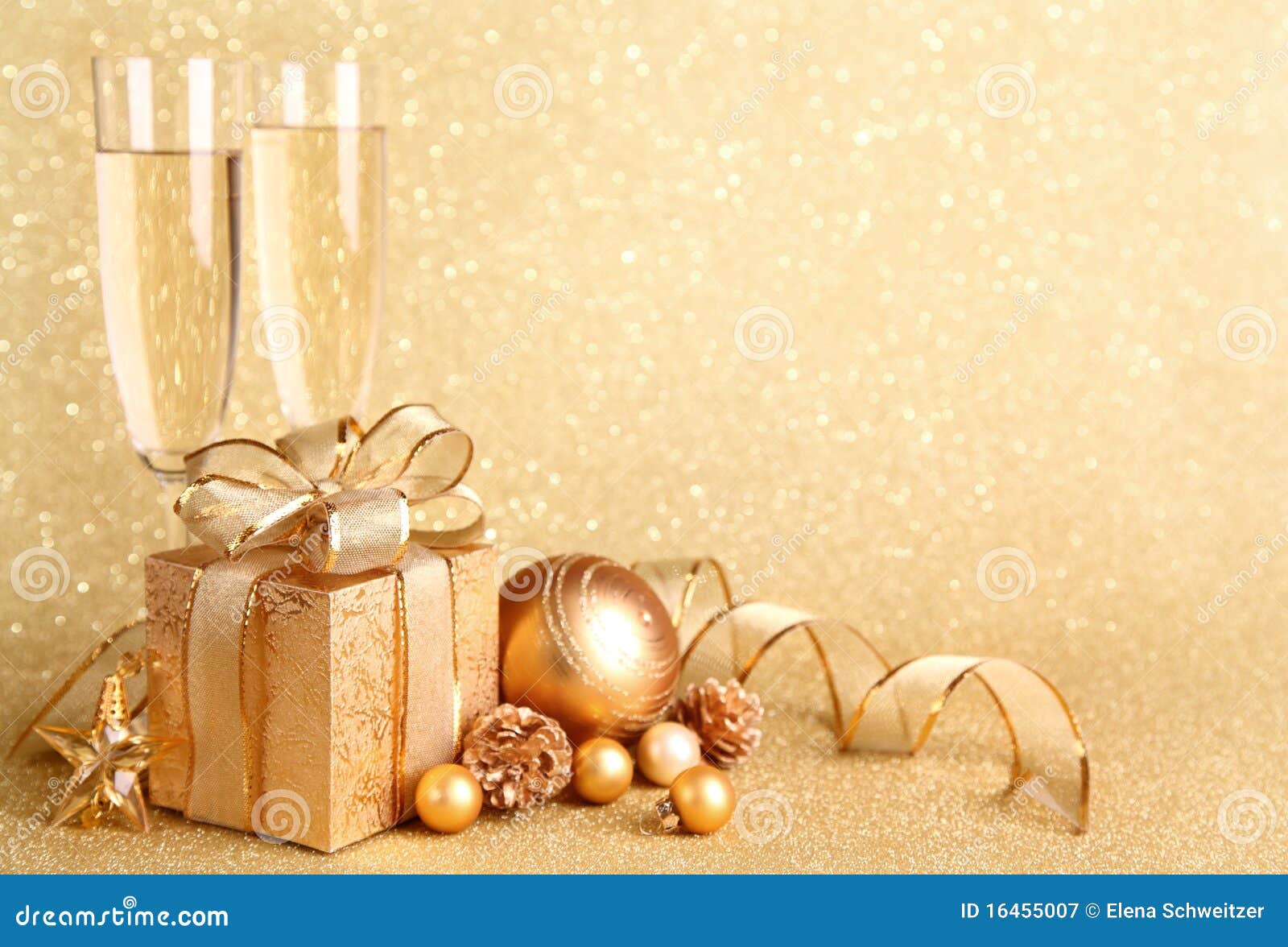 Golden gift box stock image. Image of golden, balls, blurred - 16455007