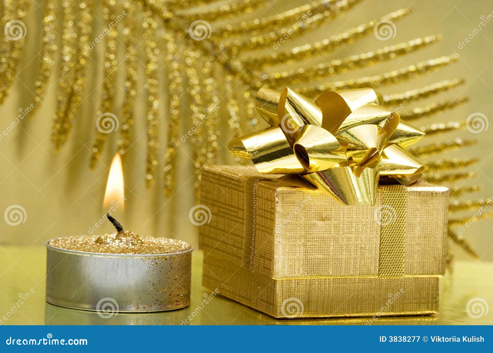 Golden gift box stock image. Image of cool, holiday, adorn - 3838277