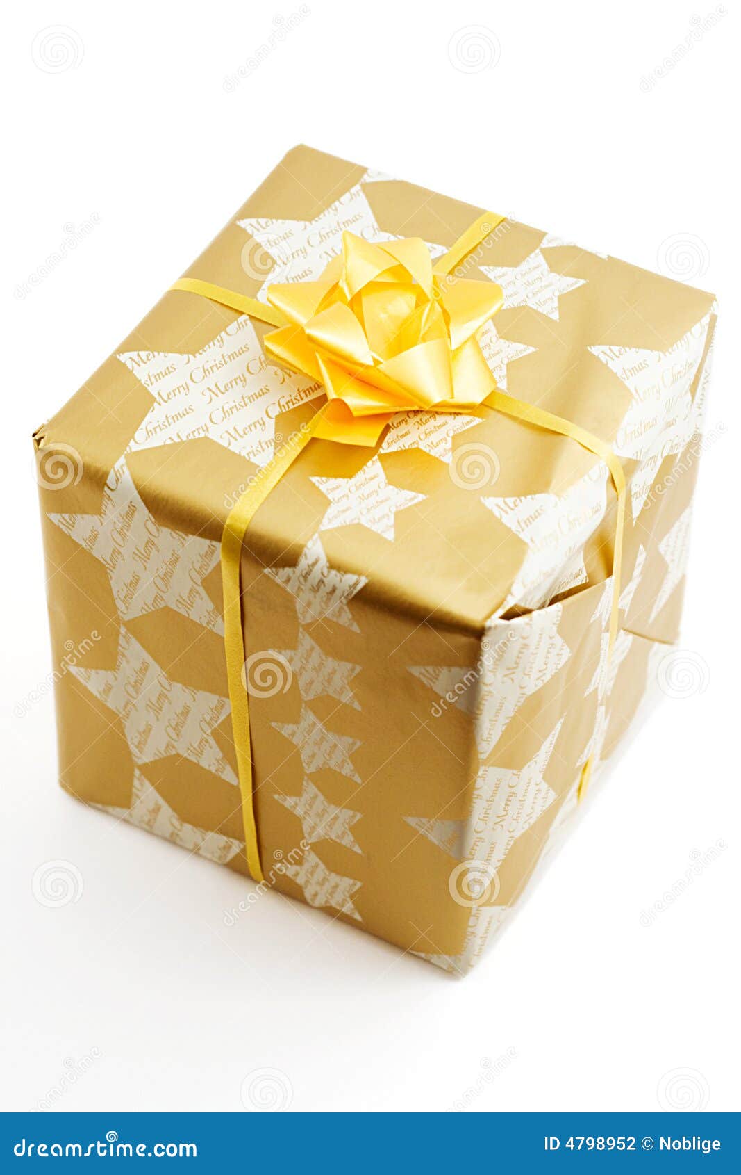 Golden gift box stock photo. Image of cube, ribbon, yellow - 4798952