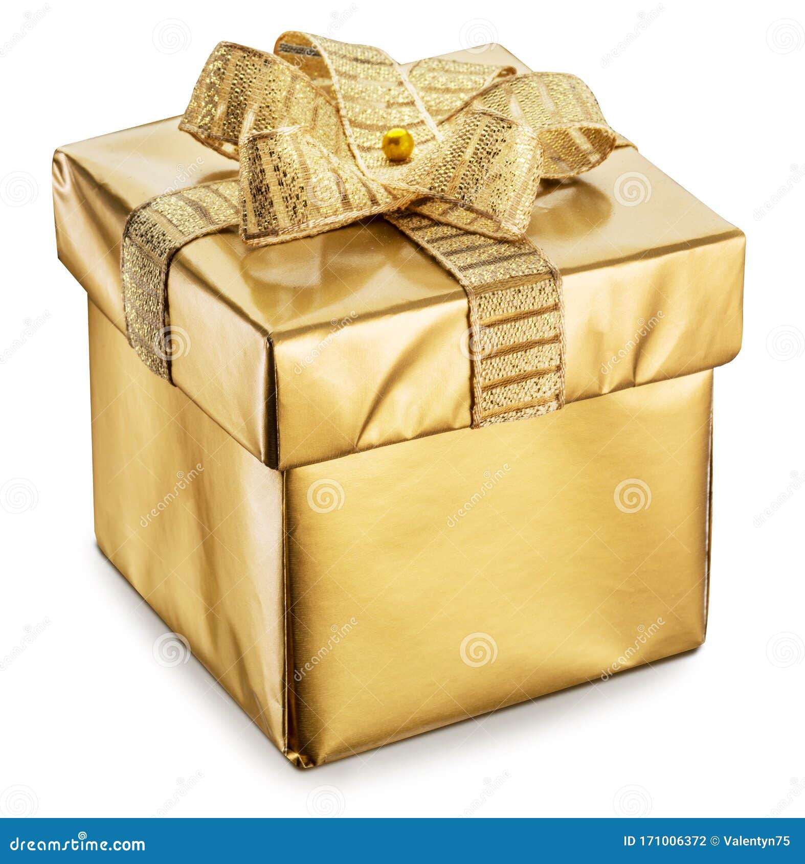 Golden Gift Box As a Symbol of Wishes and Celebration. Clipping Path ...