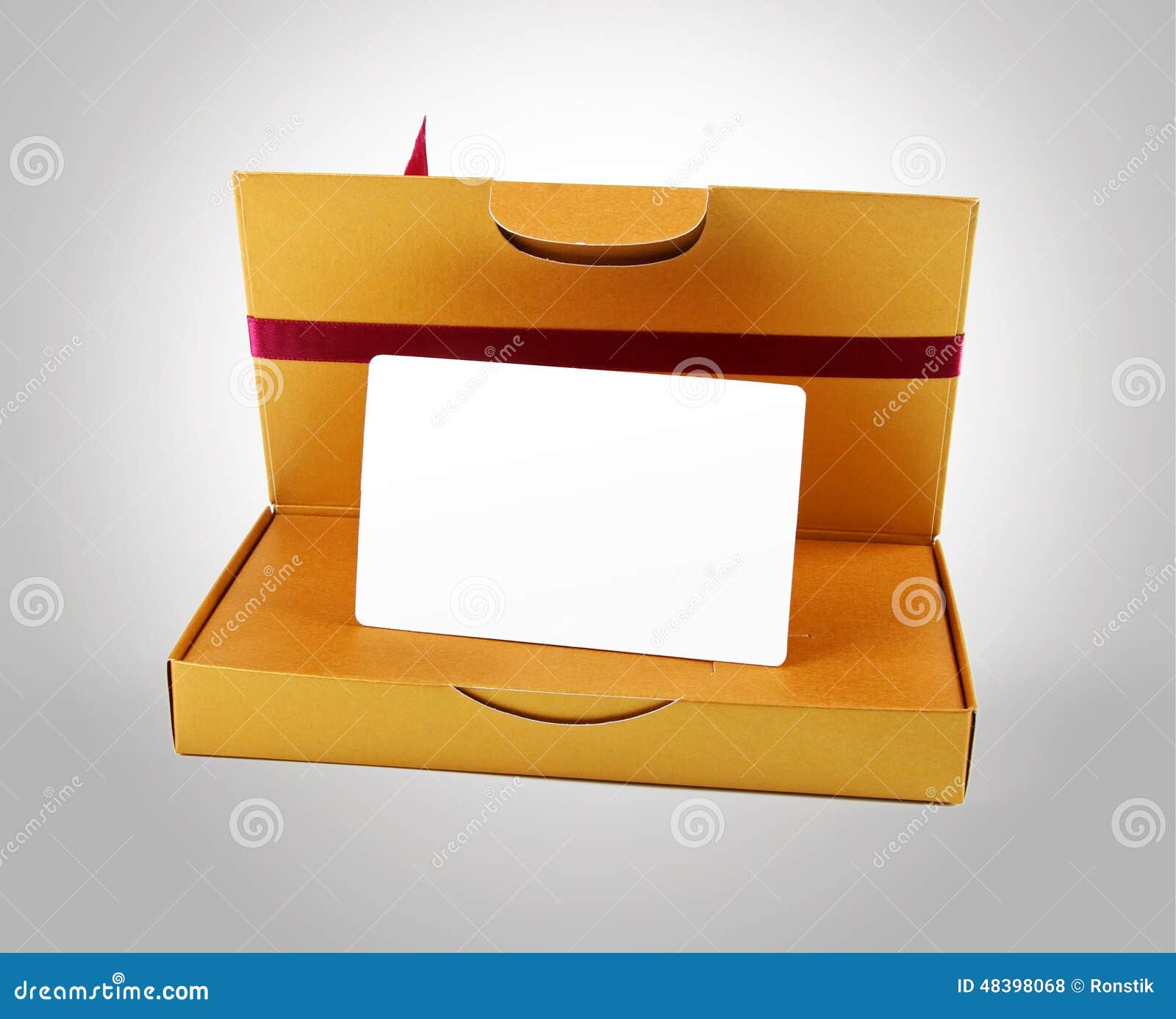 Golden Gift Box with Blank Gift Card Inside Stock Photo - Image of love ...