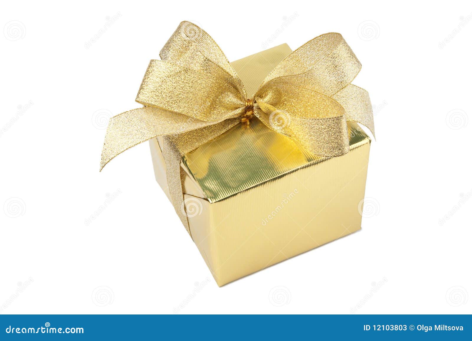 Golden Gift Box with Bow Isolated Stock Image - Image of decoration ...