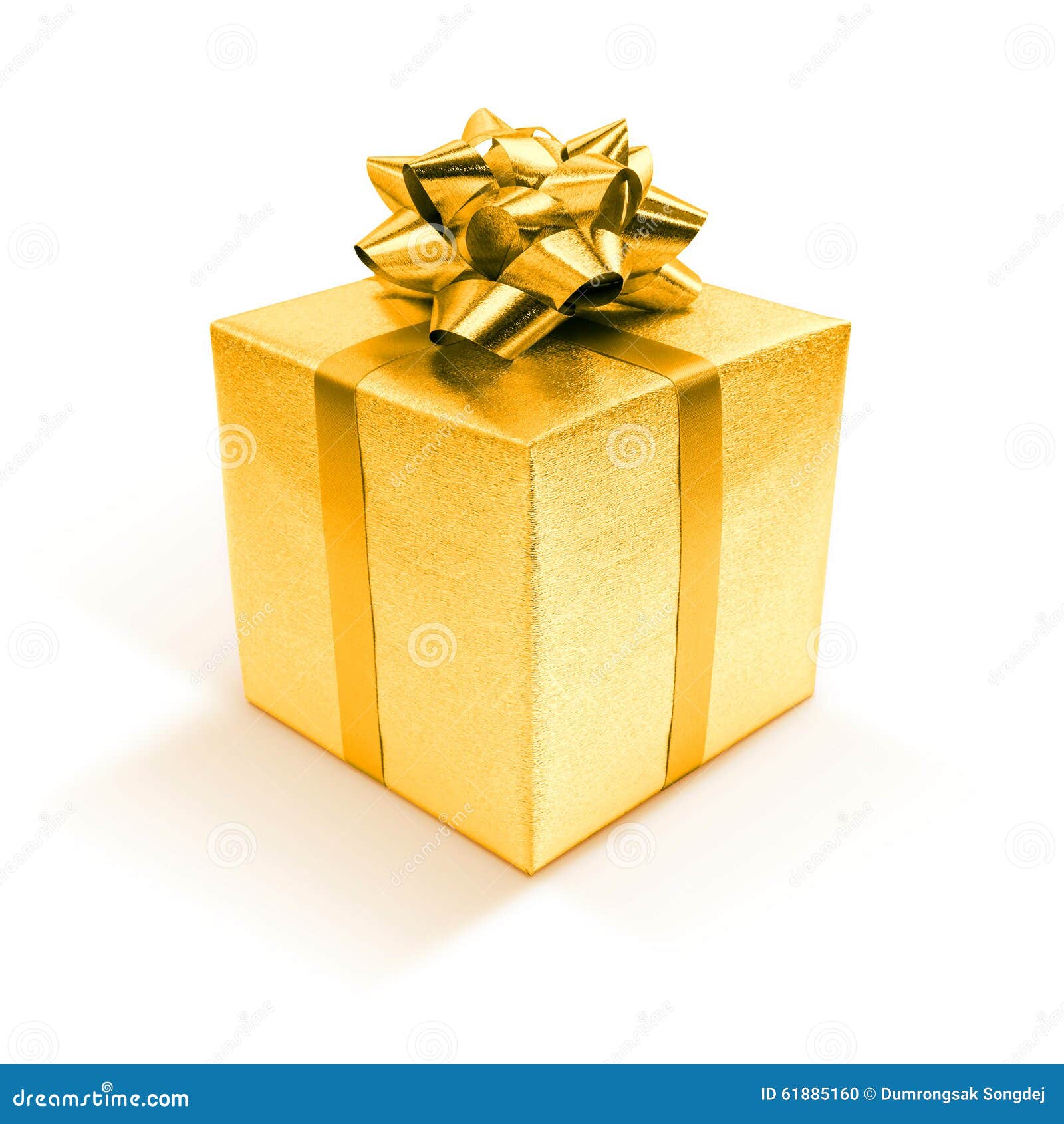 Golden Gift Box Isolated on White Background Stock Photo - Image of ...