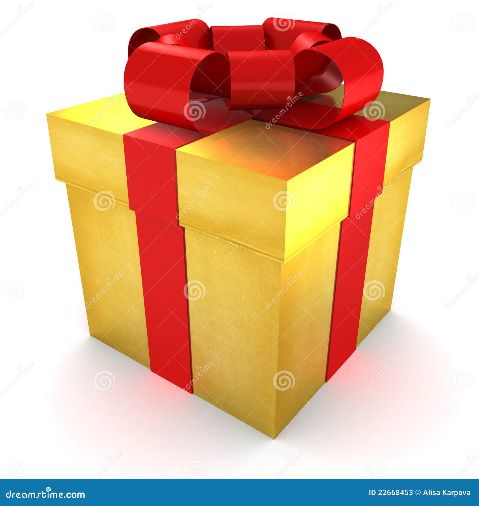 Golden Gift Wrapped Present with Red Satin Ribbon Stock Illustration ...