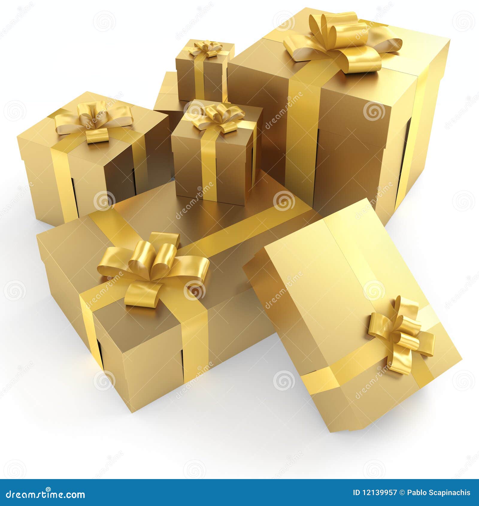 Golden gifts isoleted stock illustration. Illustration of christmas ...