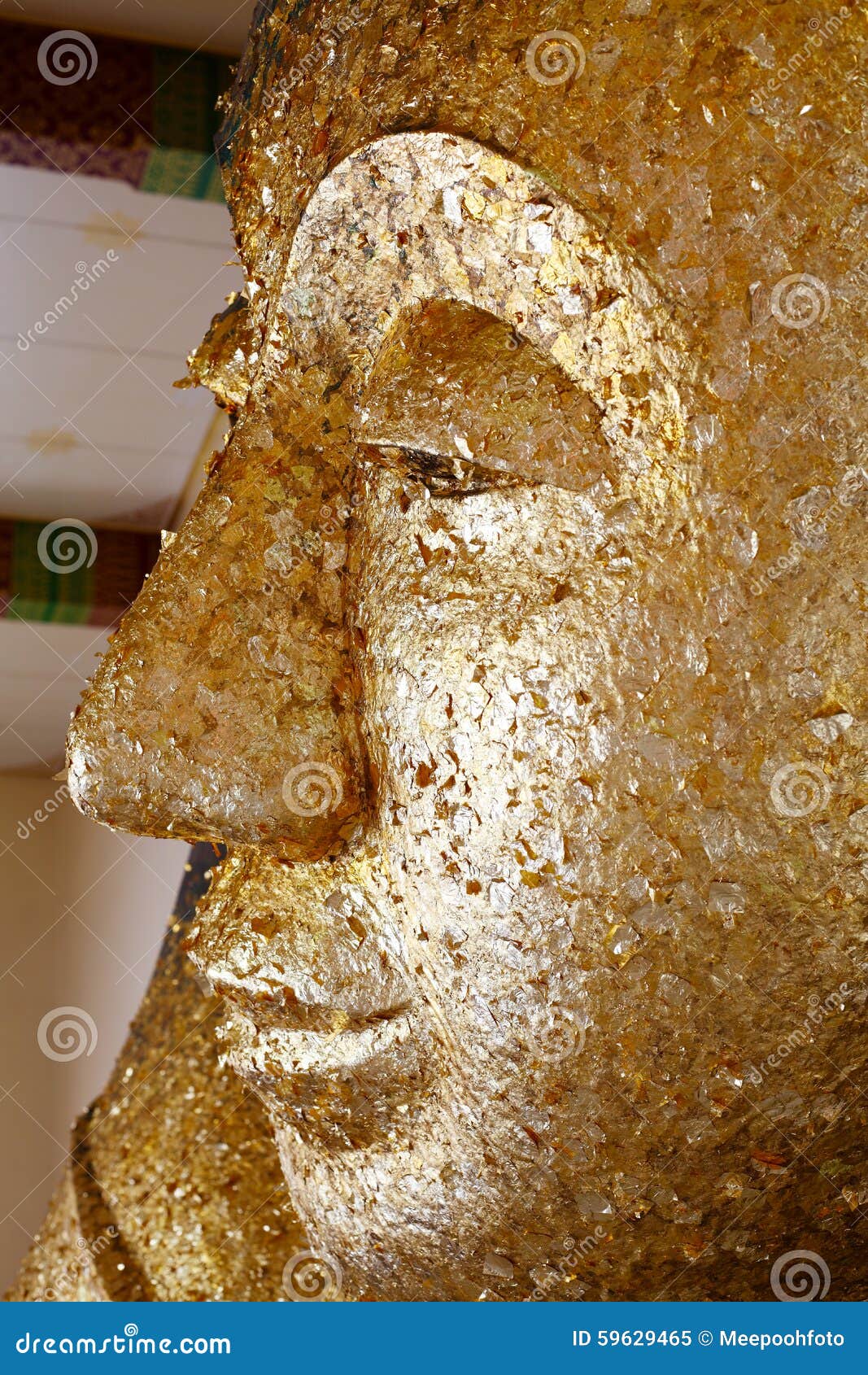 Golden Gilded Buddha Face stock image. Image of gold - 59629465