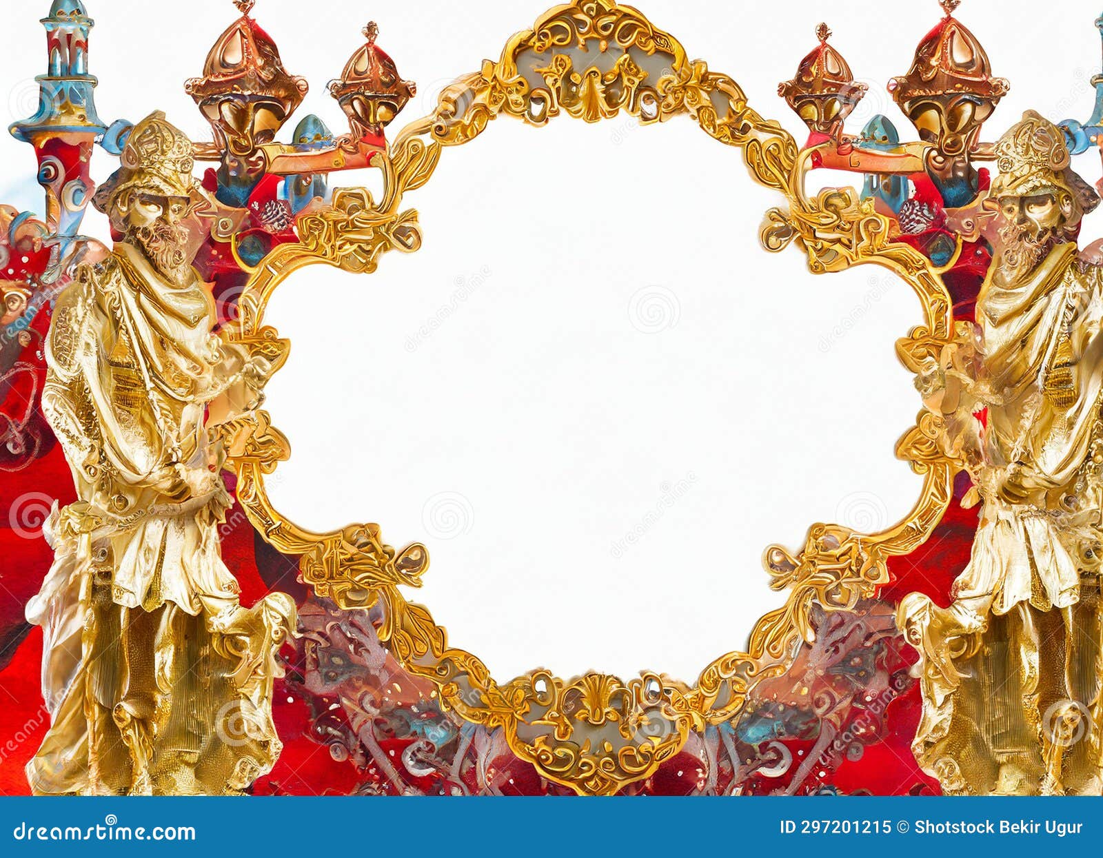 A Golden Gilded Frame with Copy Space. the Frame is Surrounded by Male ...