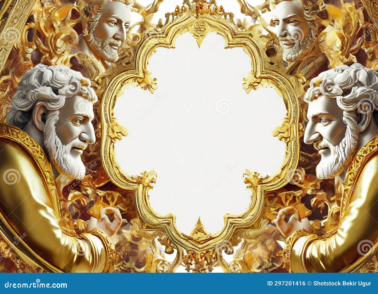 A Golden Gilded Frame with Copy Space. the Frame is Surrounded by Male ...