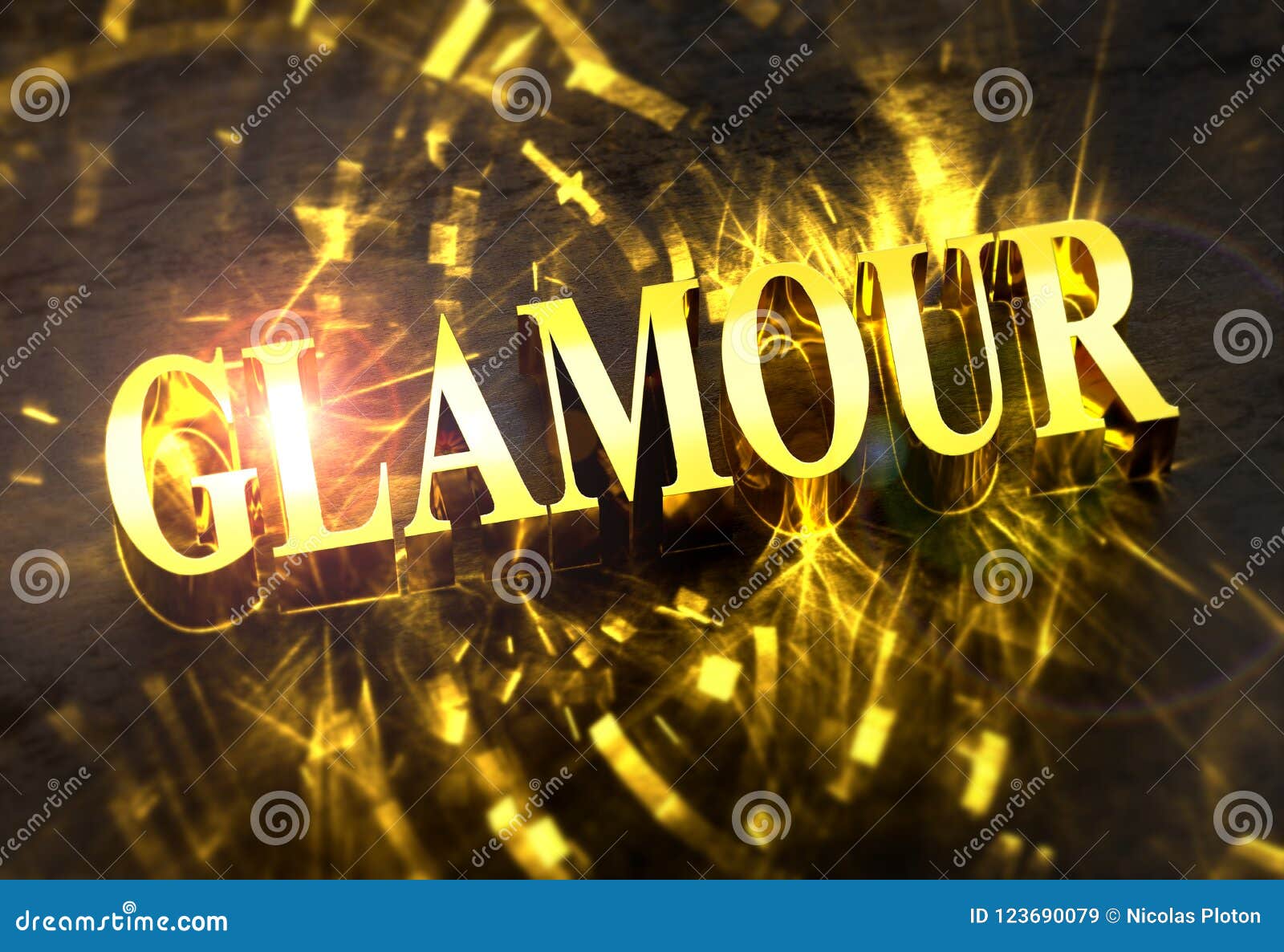 Golden `GLAMOUR` Word with Caustic Light Stock Illustration ...