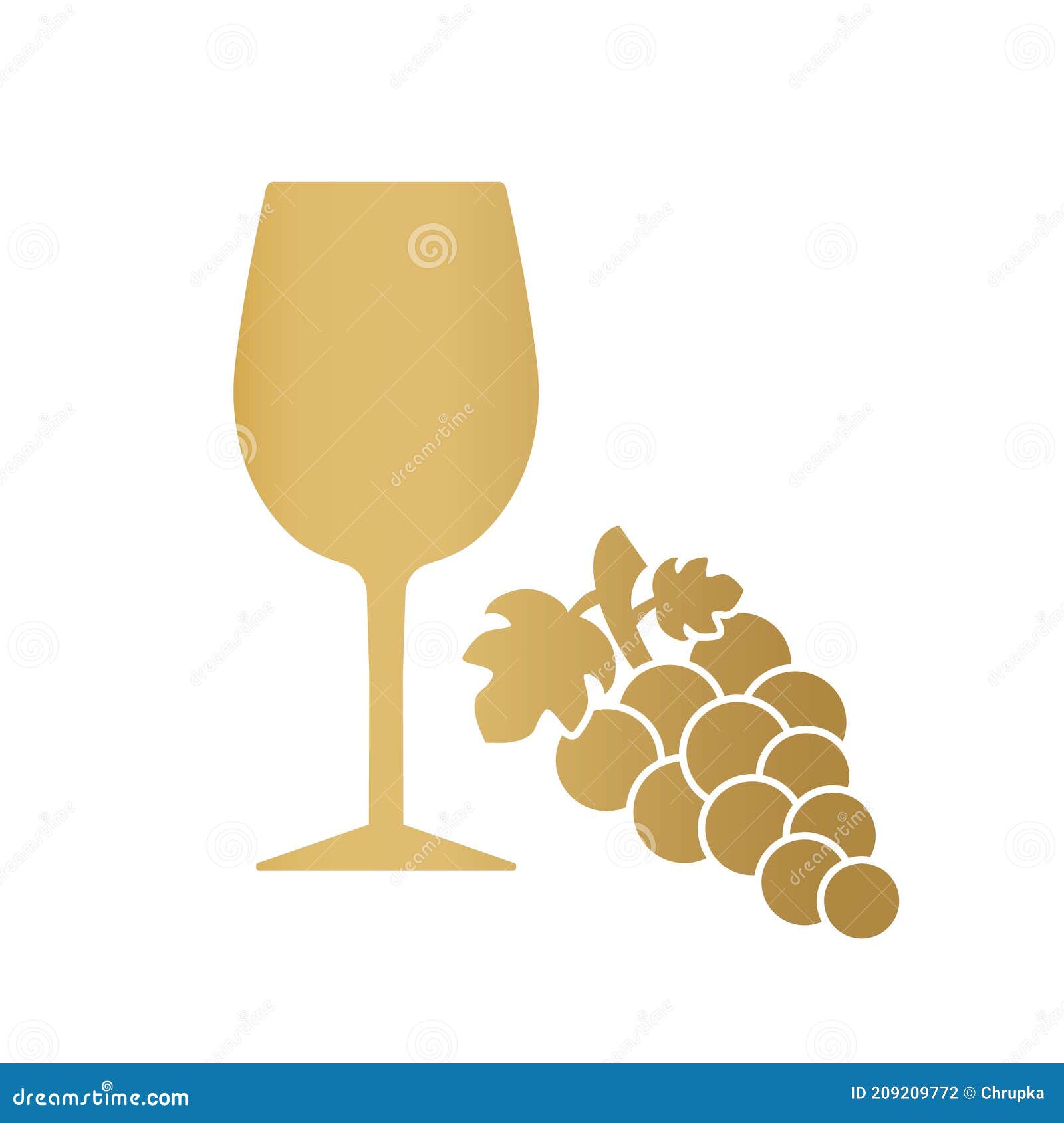 Golden Glass and Wine Grapes Icon Stock Vector - Illustration of gold ...