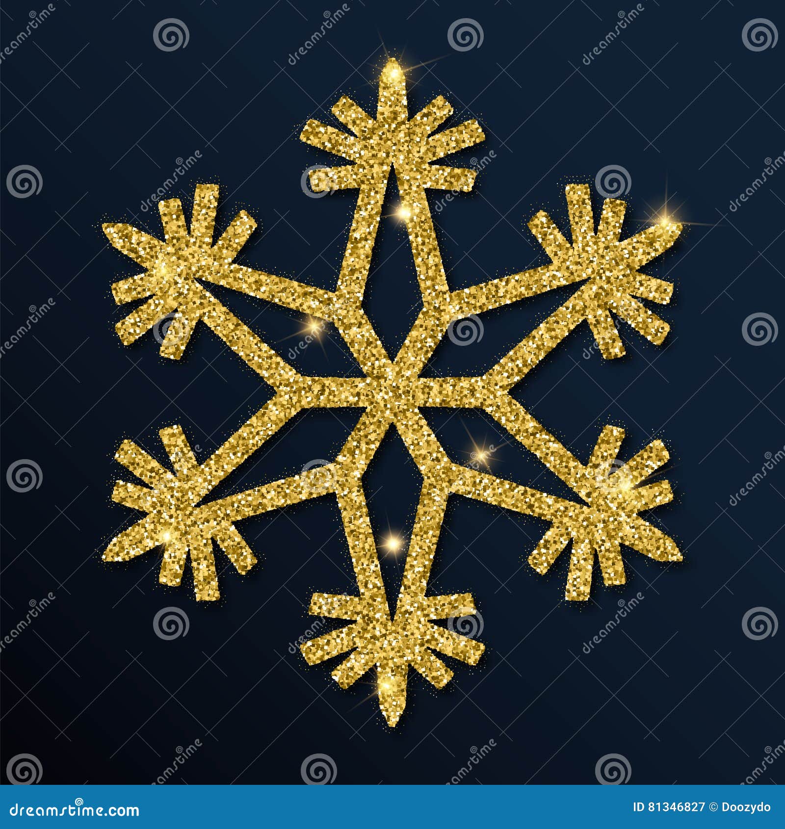 Golden Glitter Awesome Snowflake. Stock Vector - Illustration of magic ...