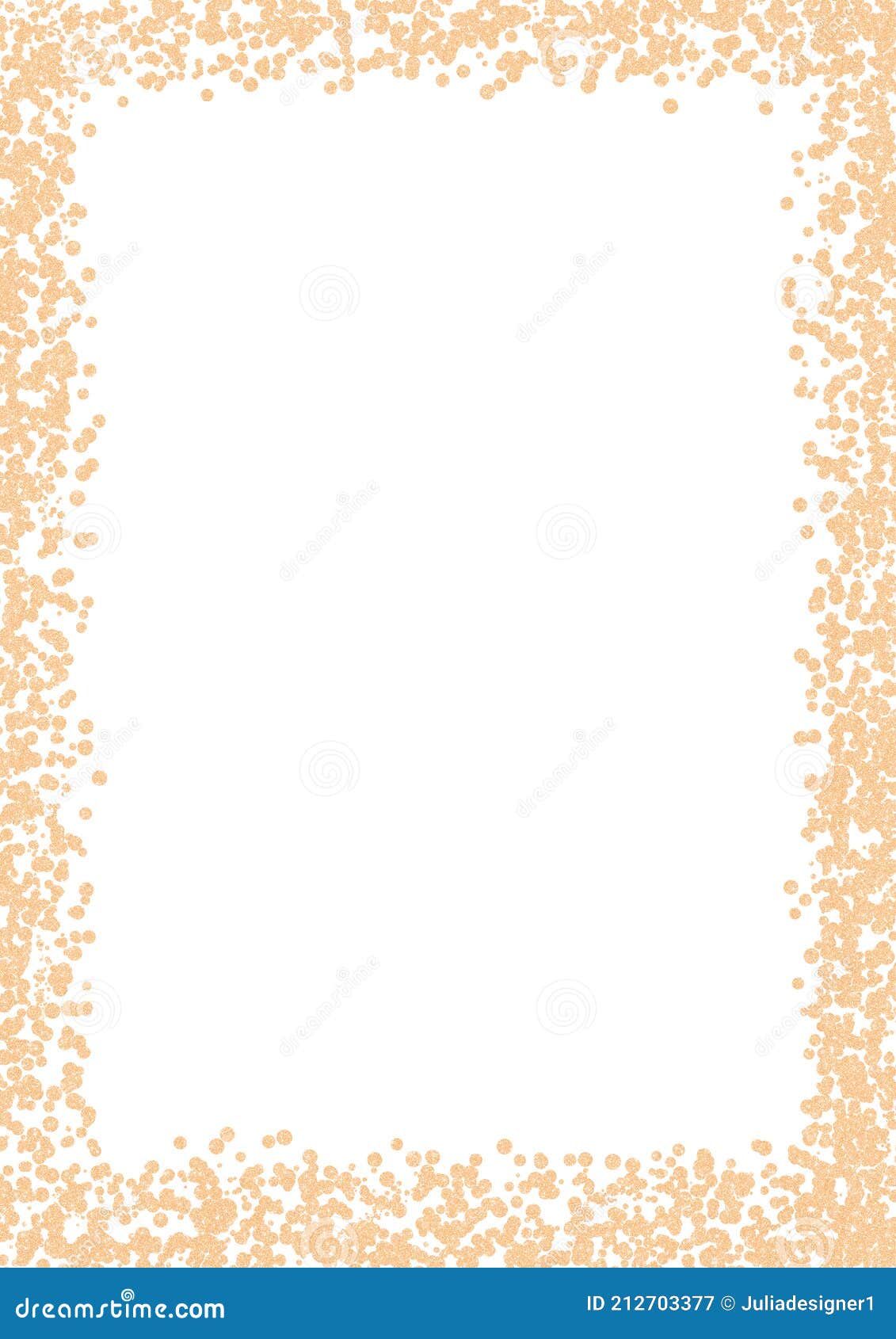 Golden Glitter Confetti Rectangular Border. Premade Art Composition ...