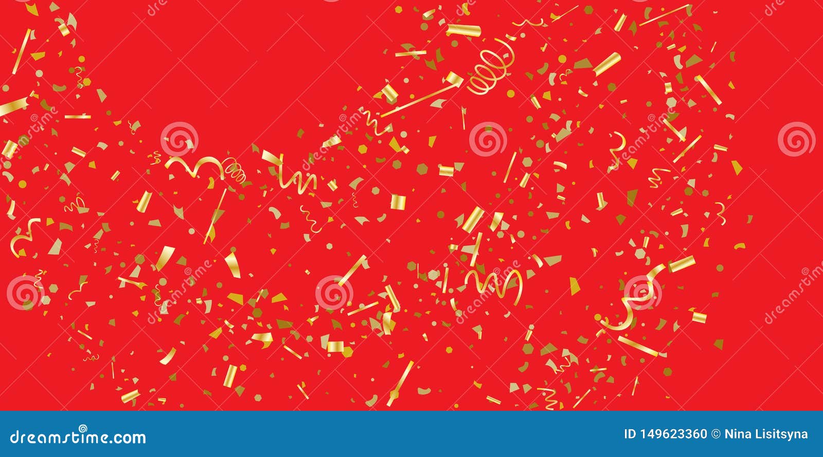 Golden Glitter Confetti On A Red Background Stock Vector