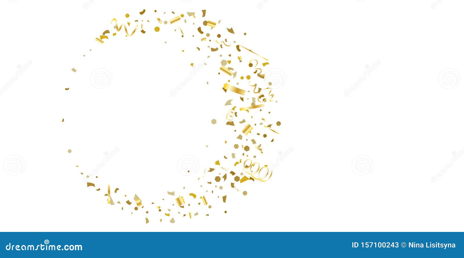 Golden Glitter Confetti On A White Background Stock Vector