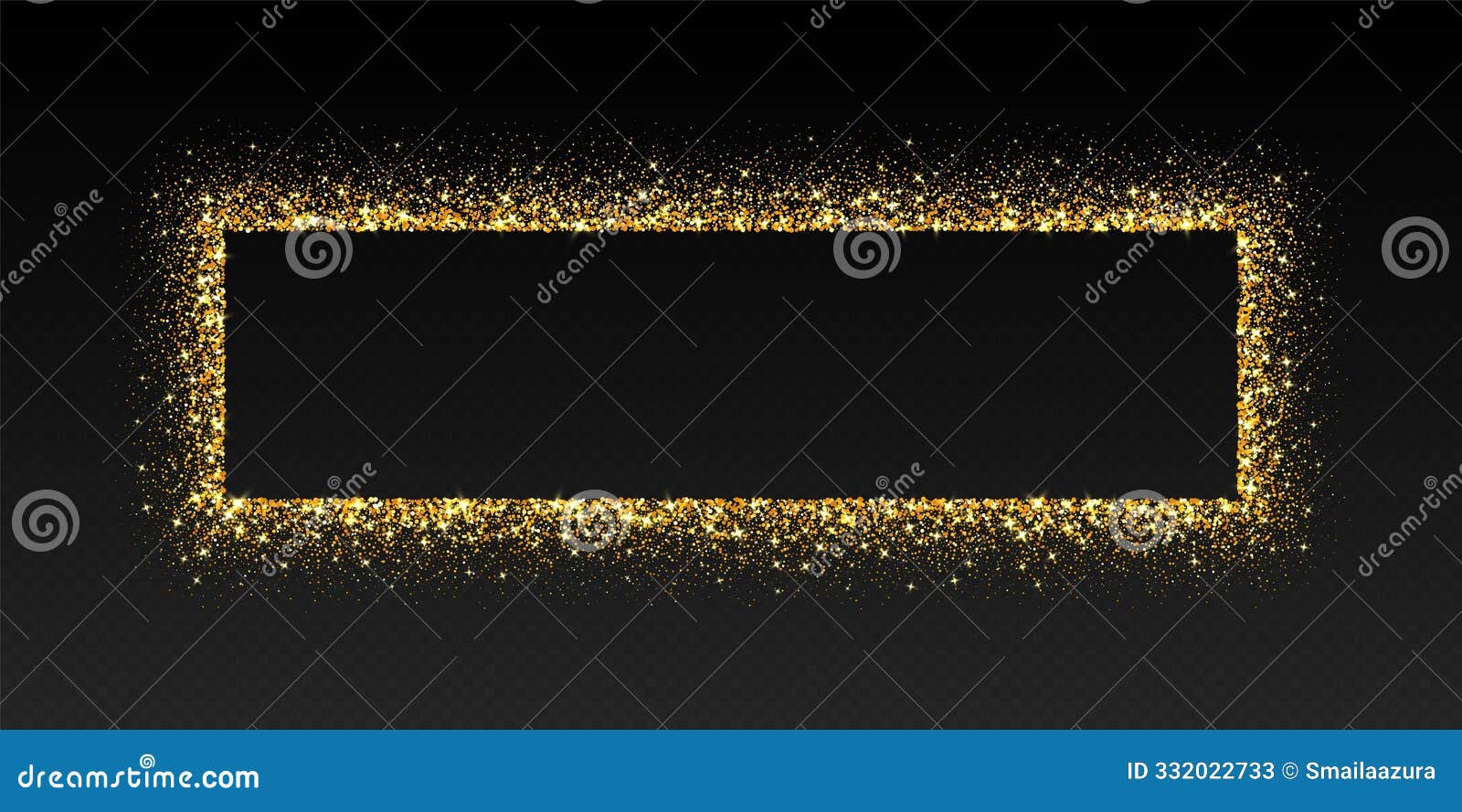 Golden Glitter Frame, Shimmering Border in Rectangular Shape, Festive ...