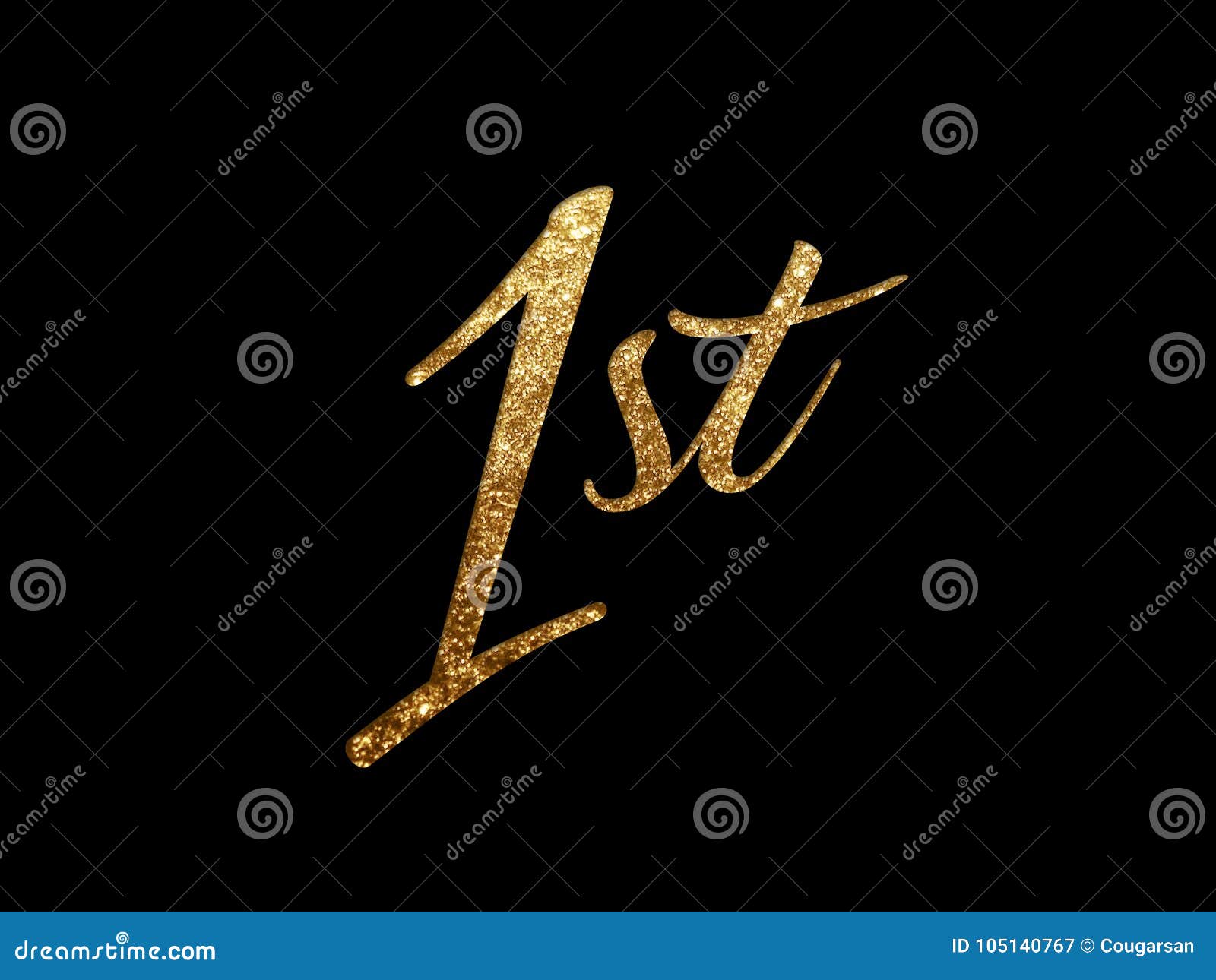 Golden Glitter Isolated Hand Writing Word First Stock Illustration ...