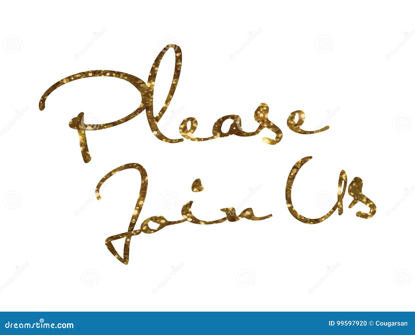 Golden Glitter Isolated Hand Writing Word PLEASE JOIN US Stock Vector ...