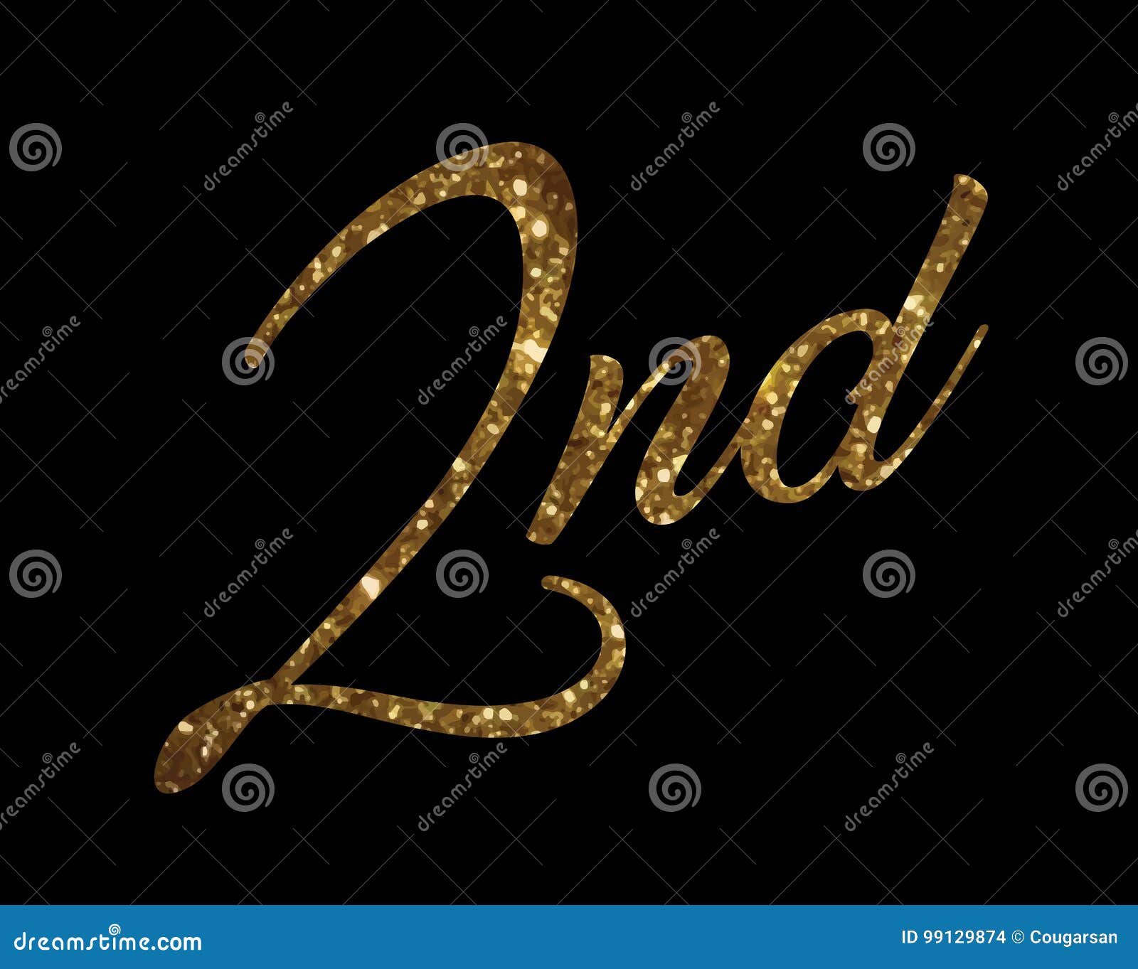 Golden Glitter of Isolated Hand Writing Word Second Stock Vector ...