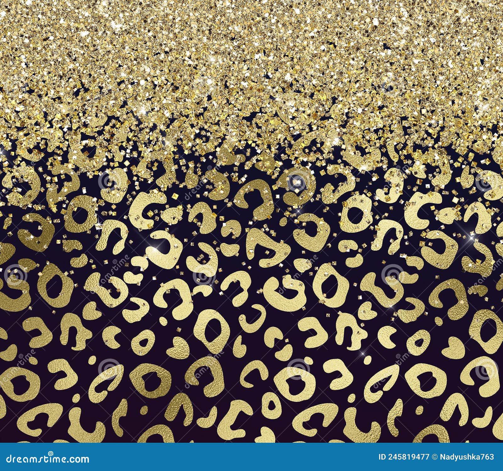 Golden Glitter Leopard Print Background. Stock Illustration ...