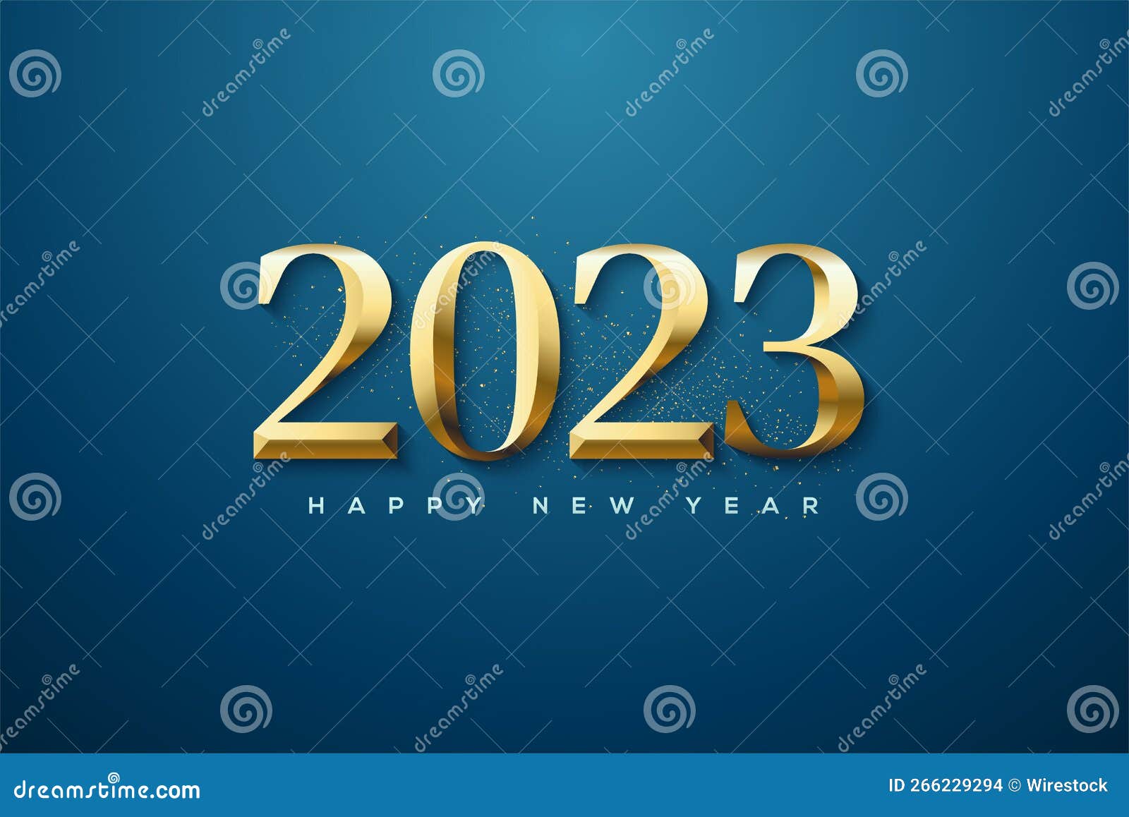 Golden Glitter Numbers 2023 on Blue Background Stock Illustration ...