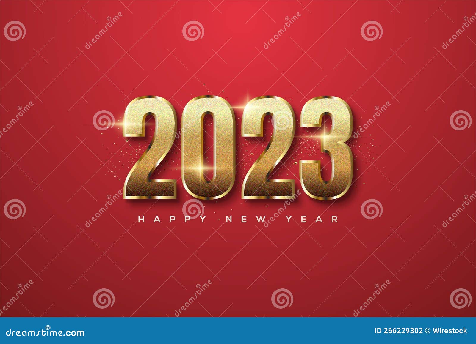 Golden Glitter Numbers 2023 on Red Background Stock Illustration ...