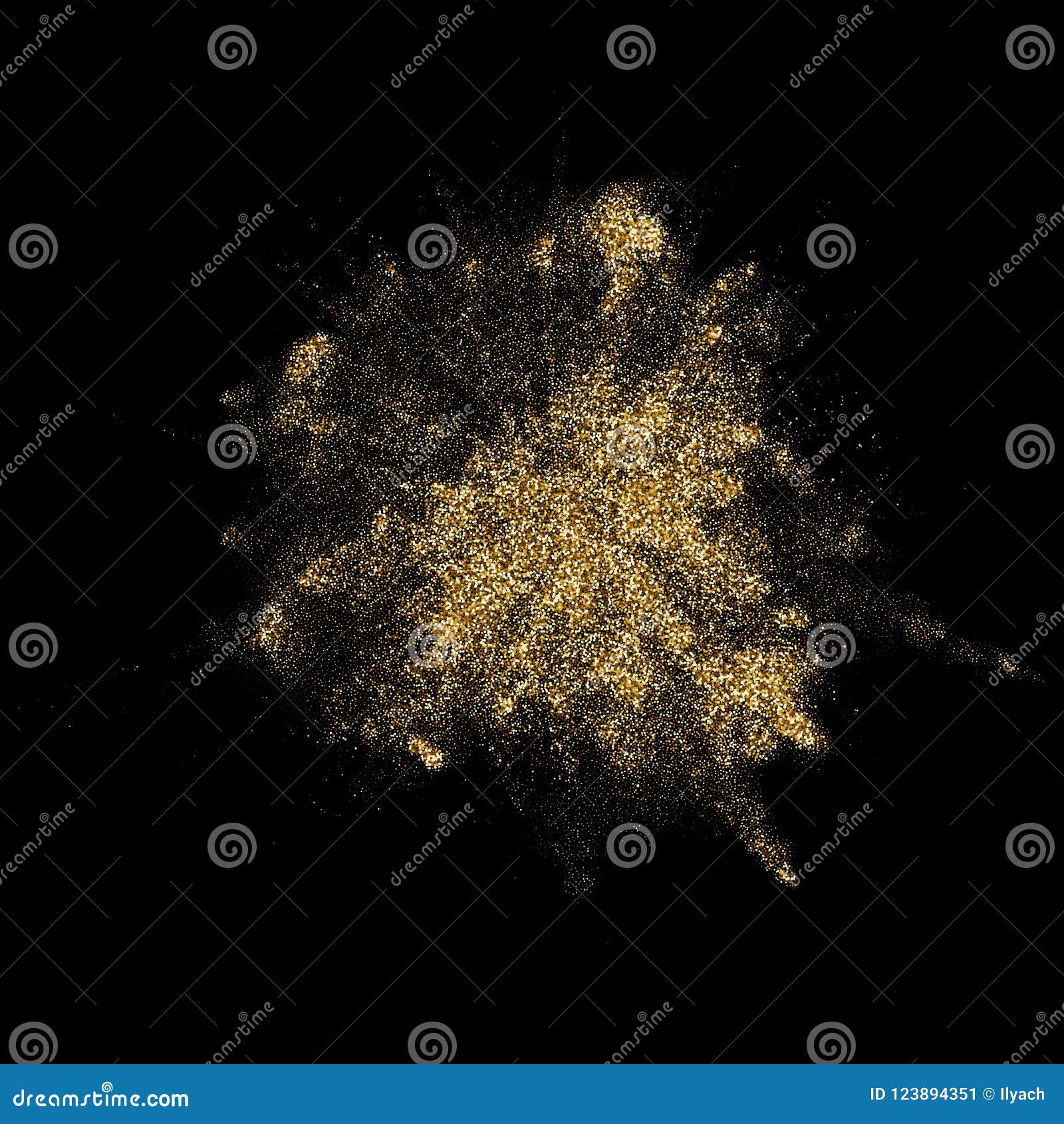 Golden Glitter Powder Paint Explosion Blast Stock Vector - Illustration ...