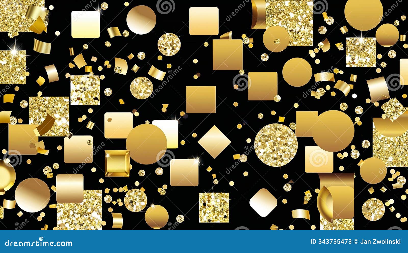 Golden Glitter And Shapes Form A Cohesive, Dazzling Array Royalty-Free ...