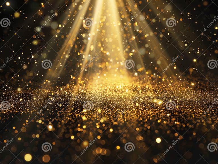 Golden Glitter with Spotlight and Bokeh Stock Illustration ...