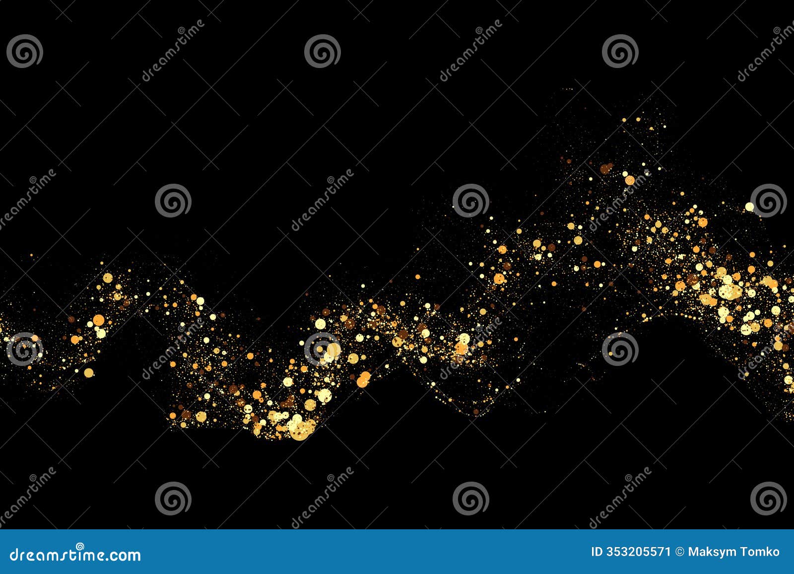 Golden Glitter Wave with Sparkling Glare Effect. Vector Abstract ...