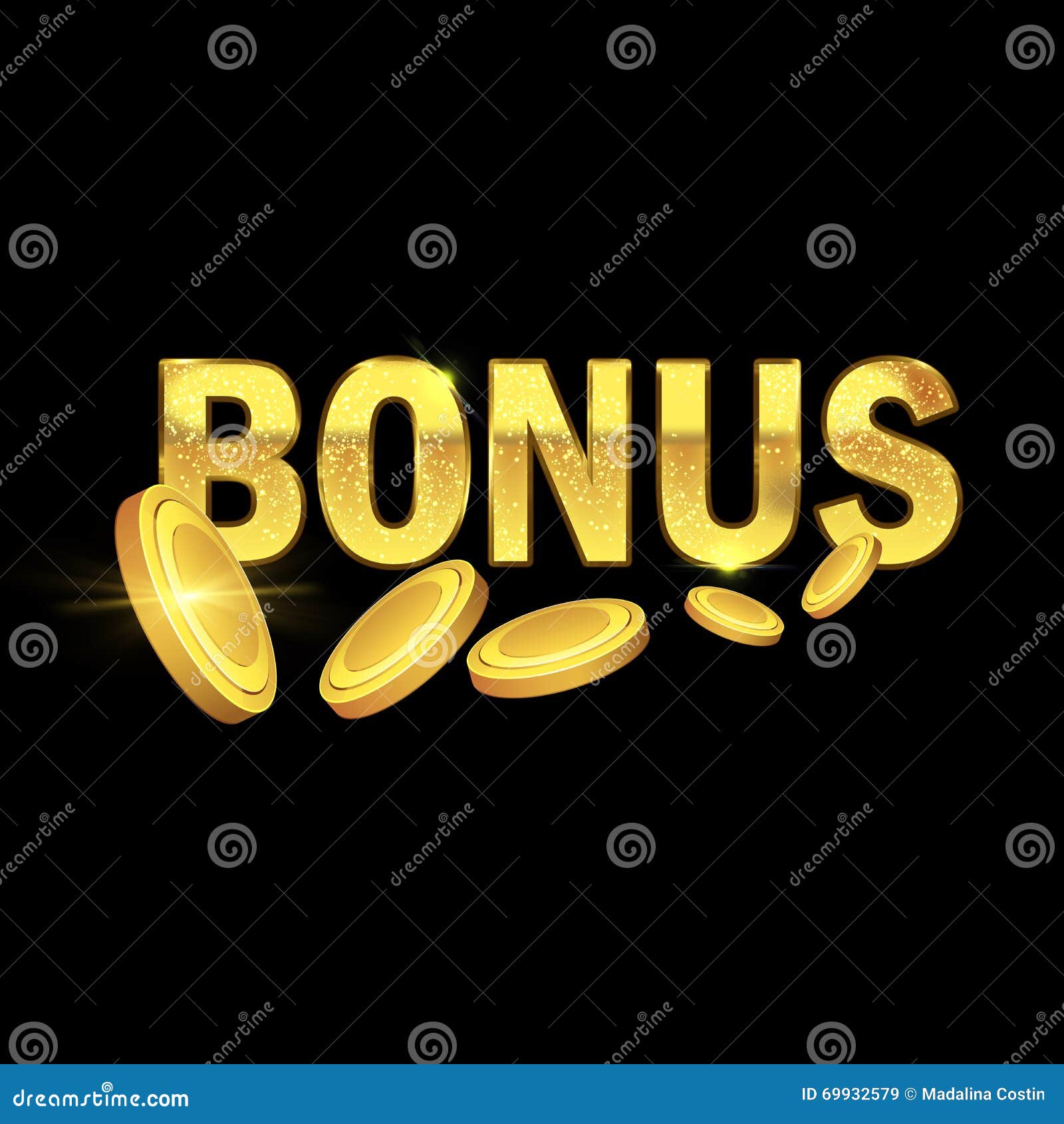 Golden Glittering Bonus Text Stock Illustration - Illustration of ...