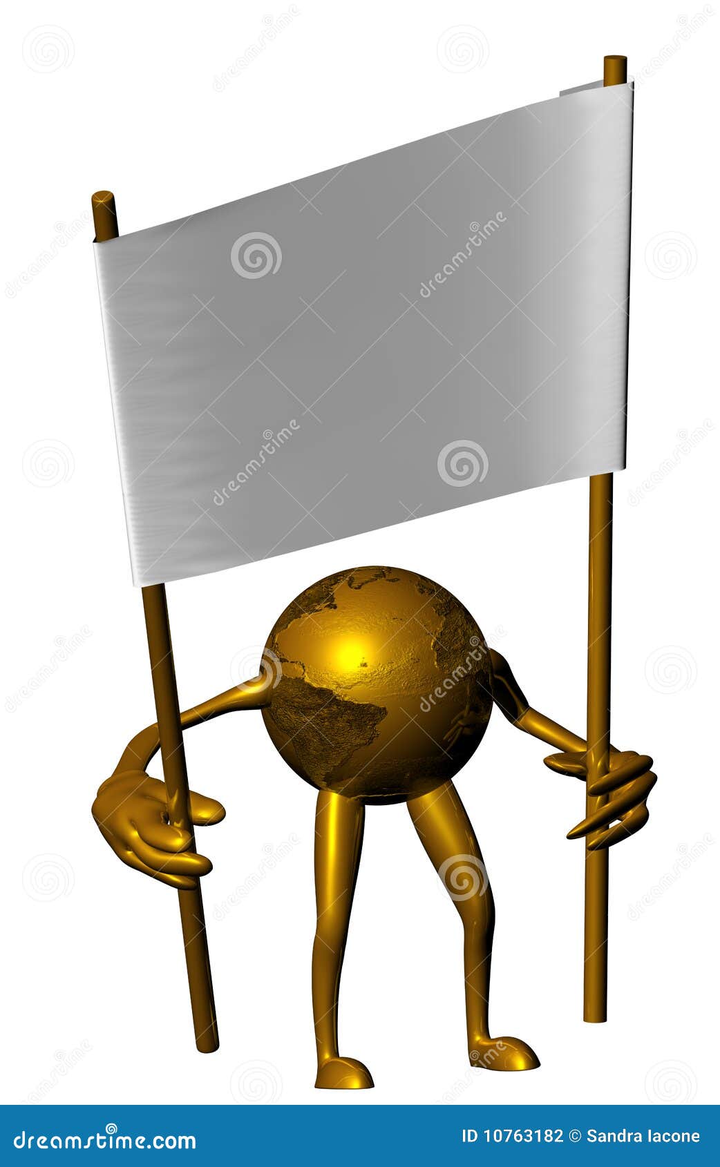 Golden Globe Holding White Placard Stock Illustration - Illustration of ...