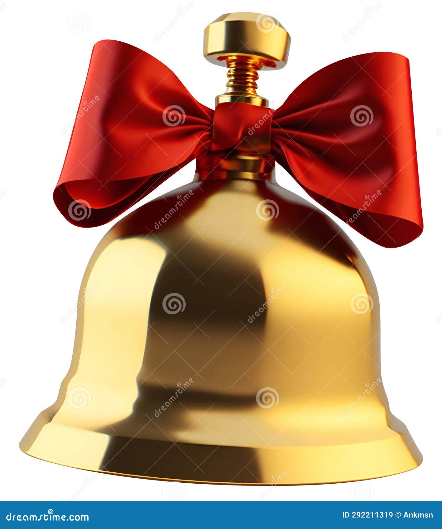 Golden Glossy Cut Out Bell with Red Bow Stock Illustration ...