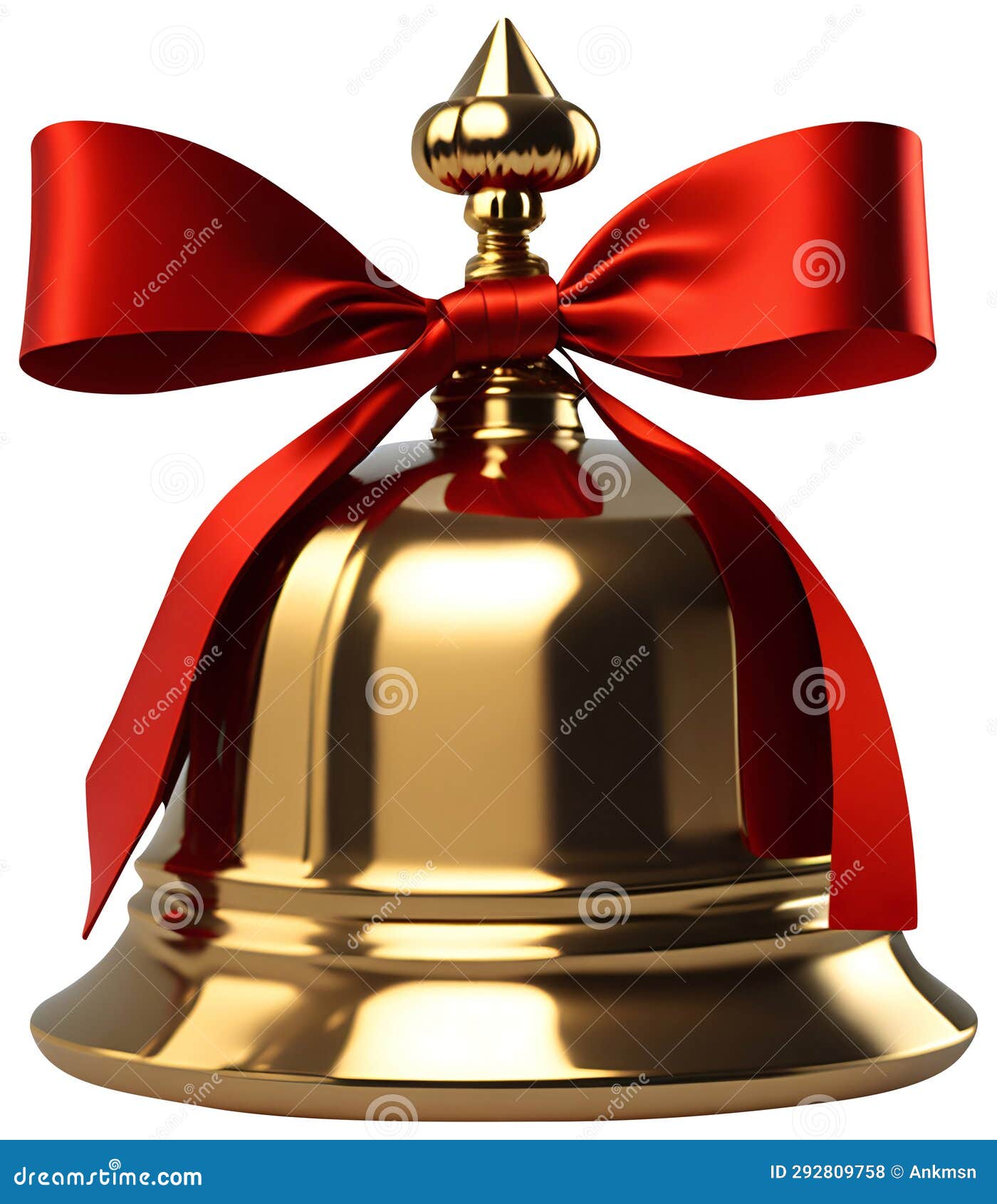 Golden Glossy Cut Out Bell with Red Bow Stock Illustration ...