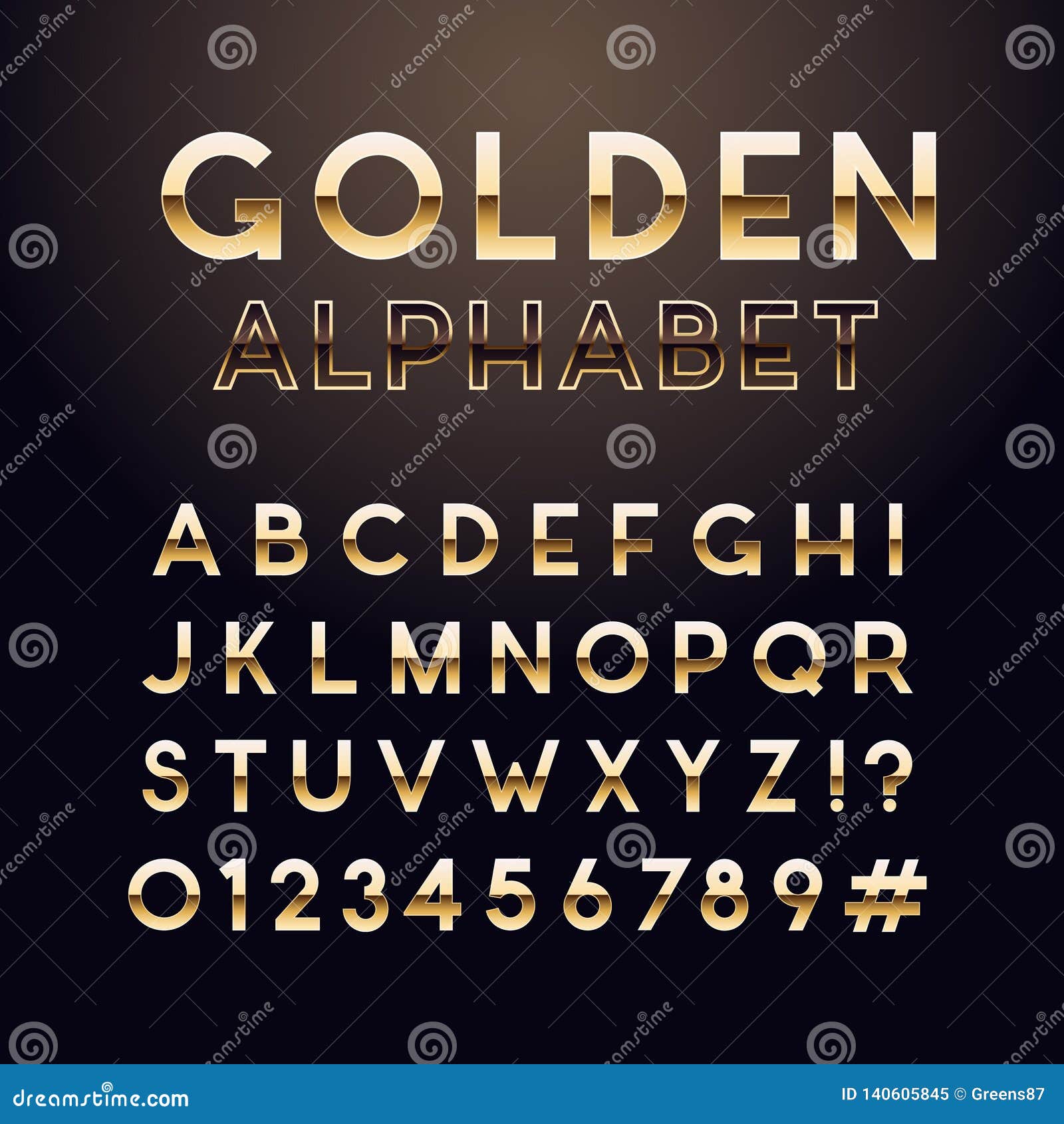 Golden Glossy Font. English Alphabet and Numbers Sign Stock Vector ... Golden Glossy Font. English Alphabet and Numbers Sign Stock Vector ...