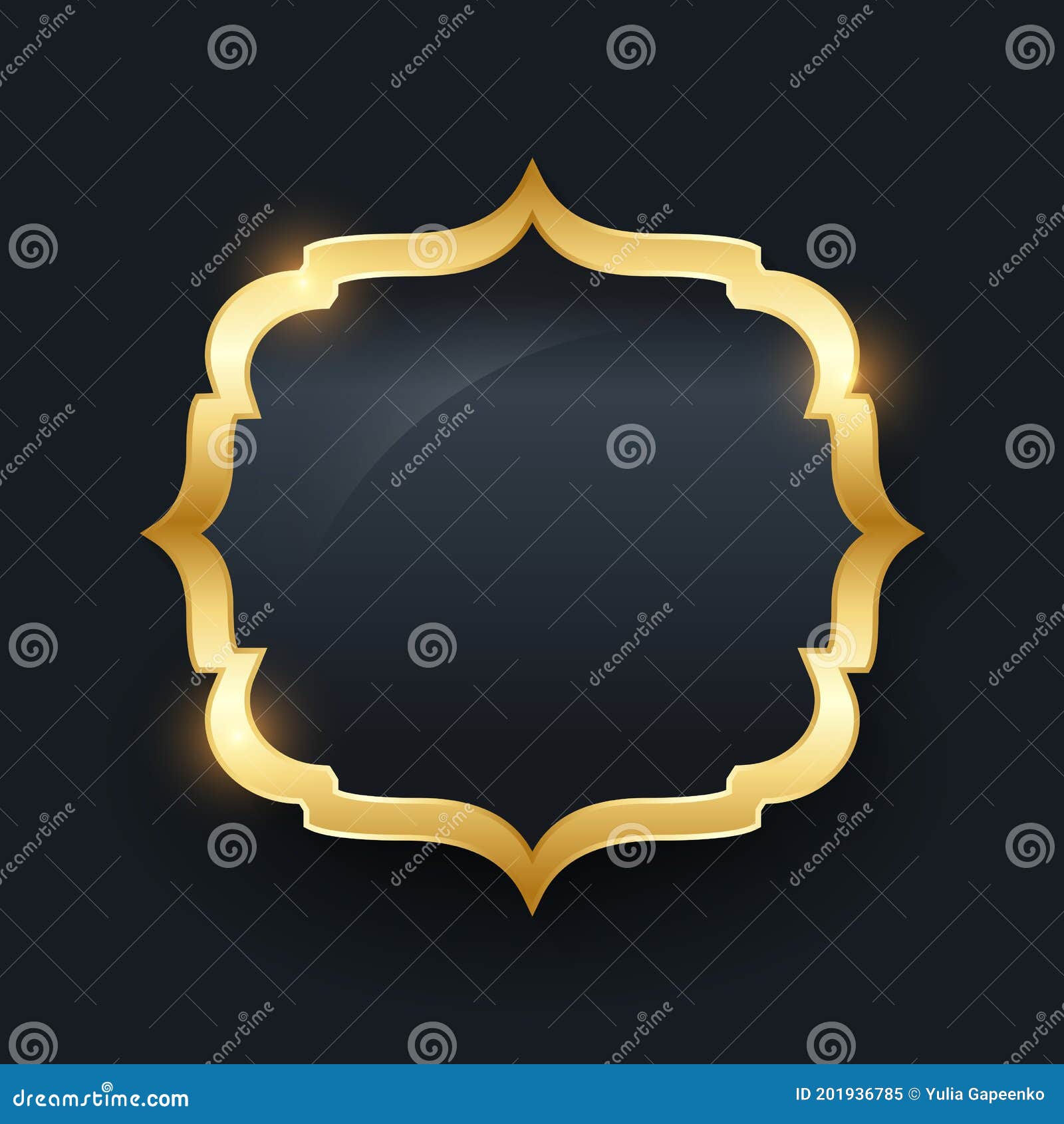Golden Glossy Frame on Dark Background. Vector Illustration Stock ...