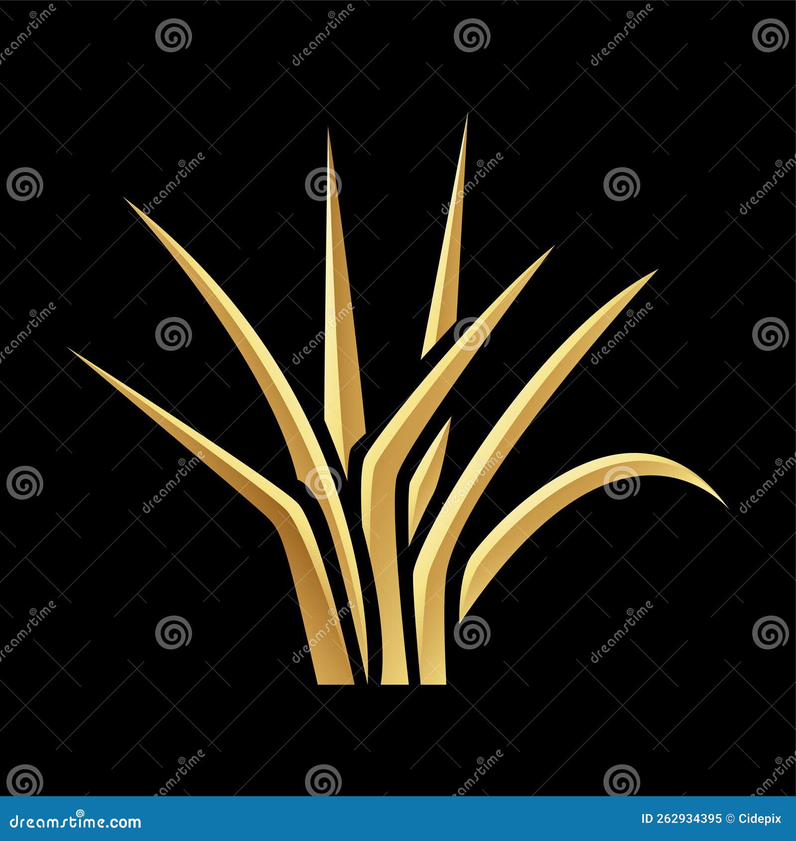 Golden Glossy Grass on Black Background Stock Vector - Illustration of ...