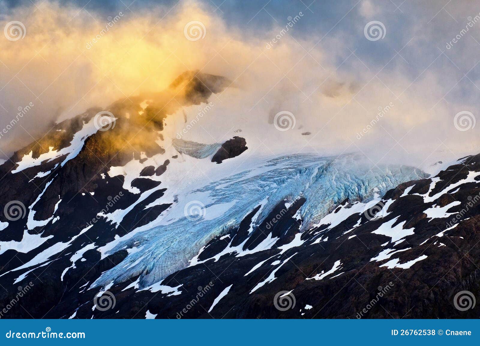 Golden Glow and the Glacier Stock Photo - Image of harding, glacier ...