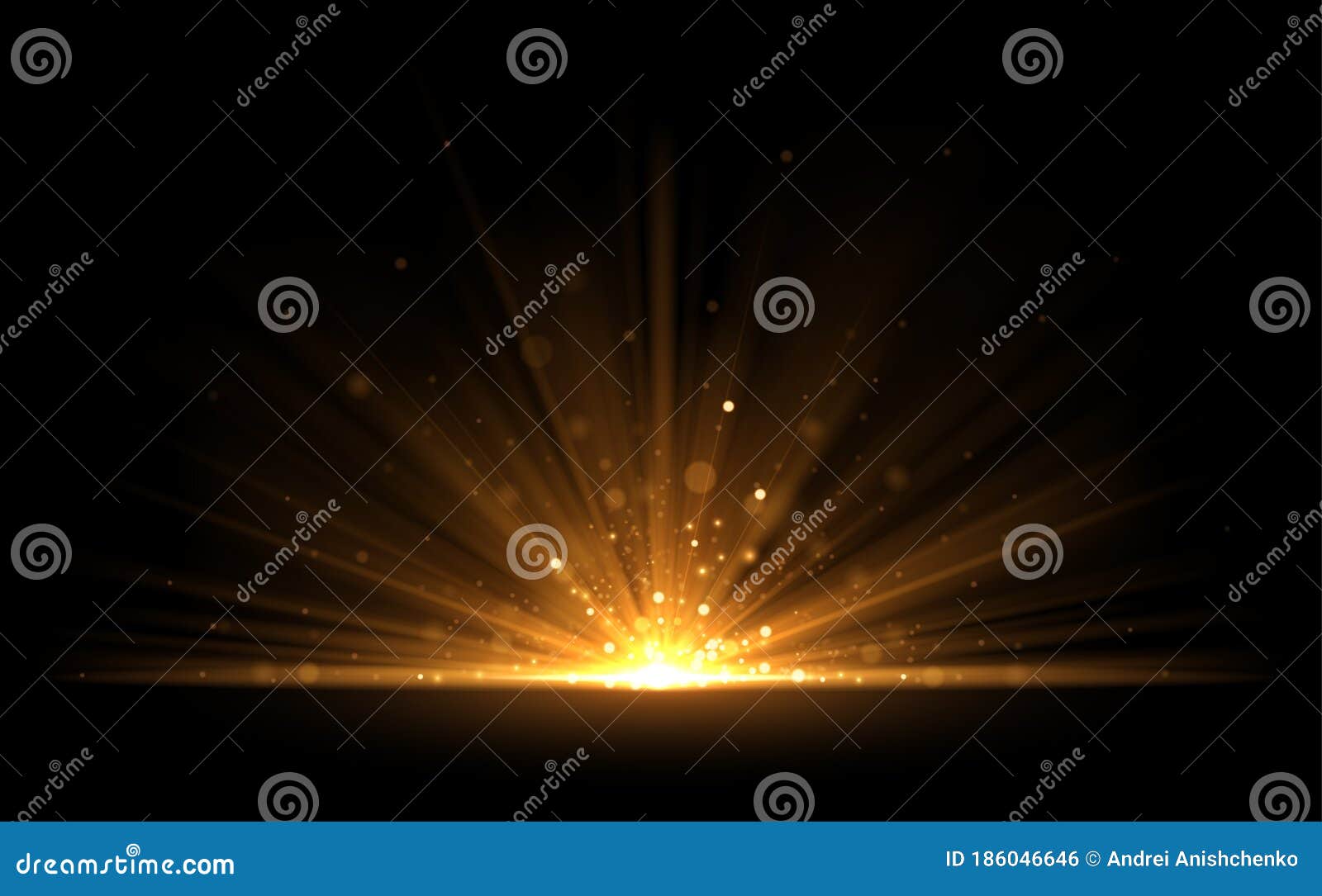 Golden Glow Light Effect on Black Background Stock Vector ...