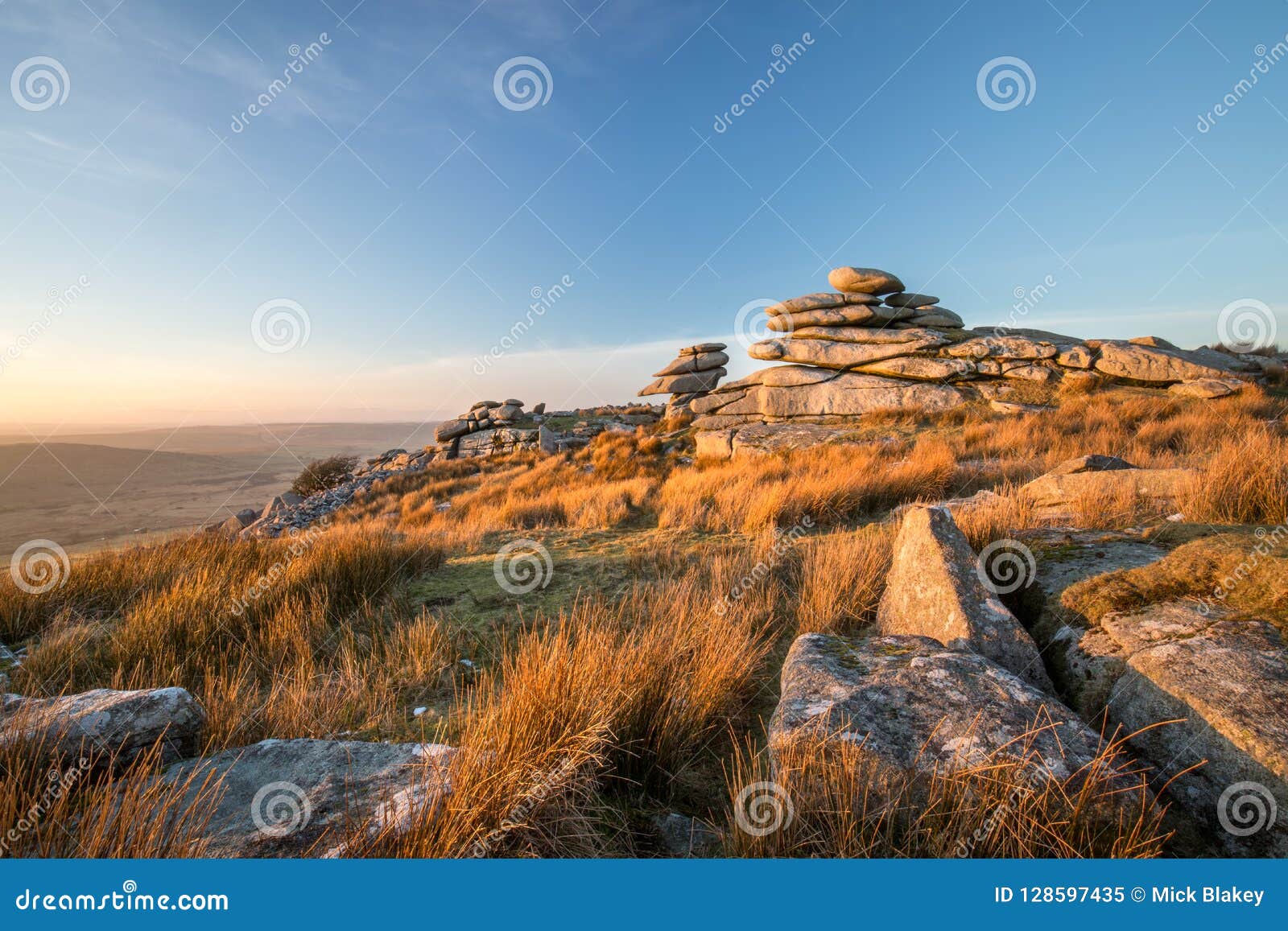 Golden Glow Over the Cheesewring, Bodmin Moor, Cornwall Stock Image ...