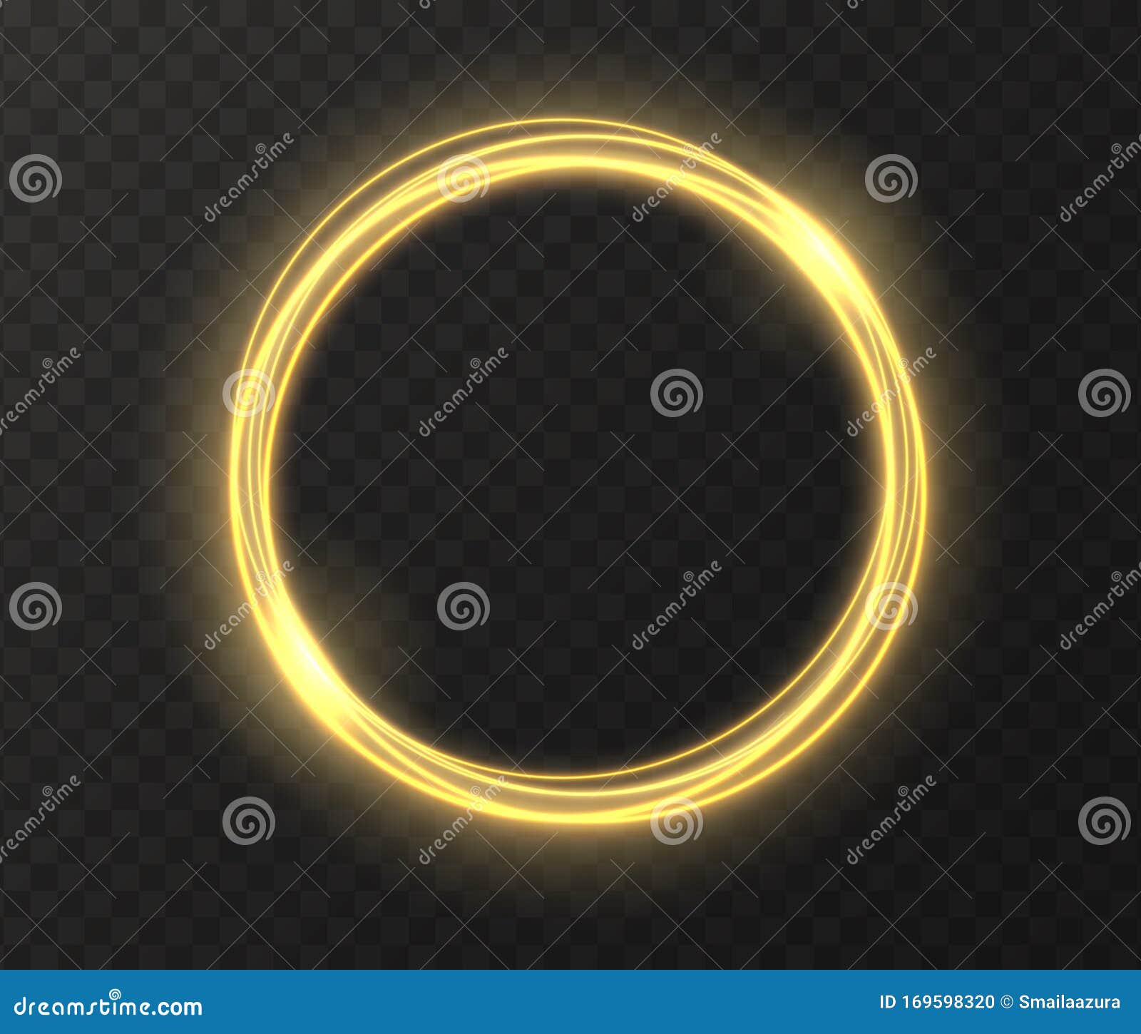 Golden Glowing Circle Isolated on Transparent Background. Yellow Magic ...