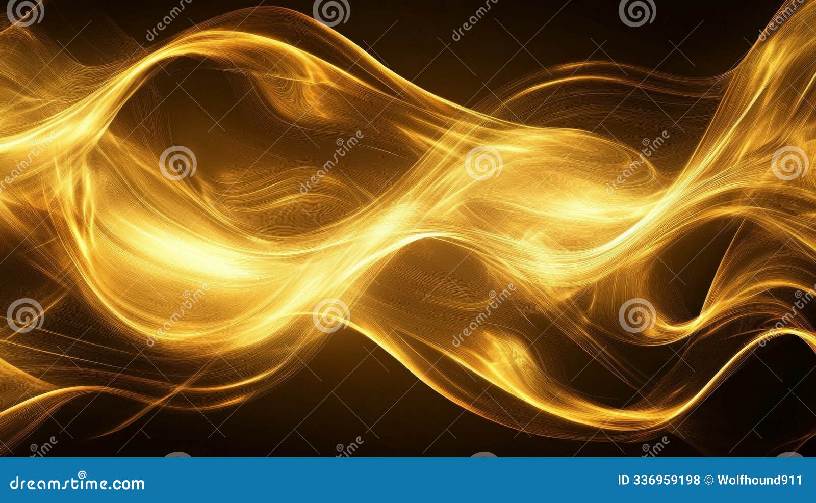 Golden Glowing Light Trails Twisting through a Dark Background, Forming Dynamic Shapes and ...