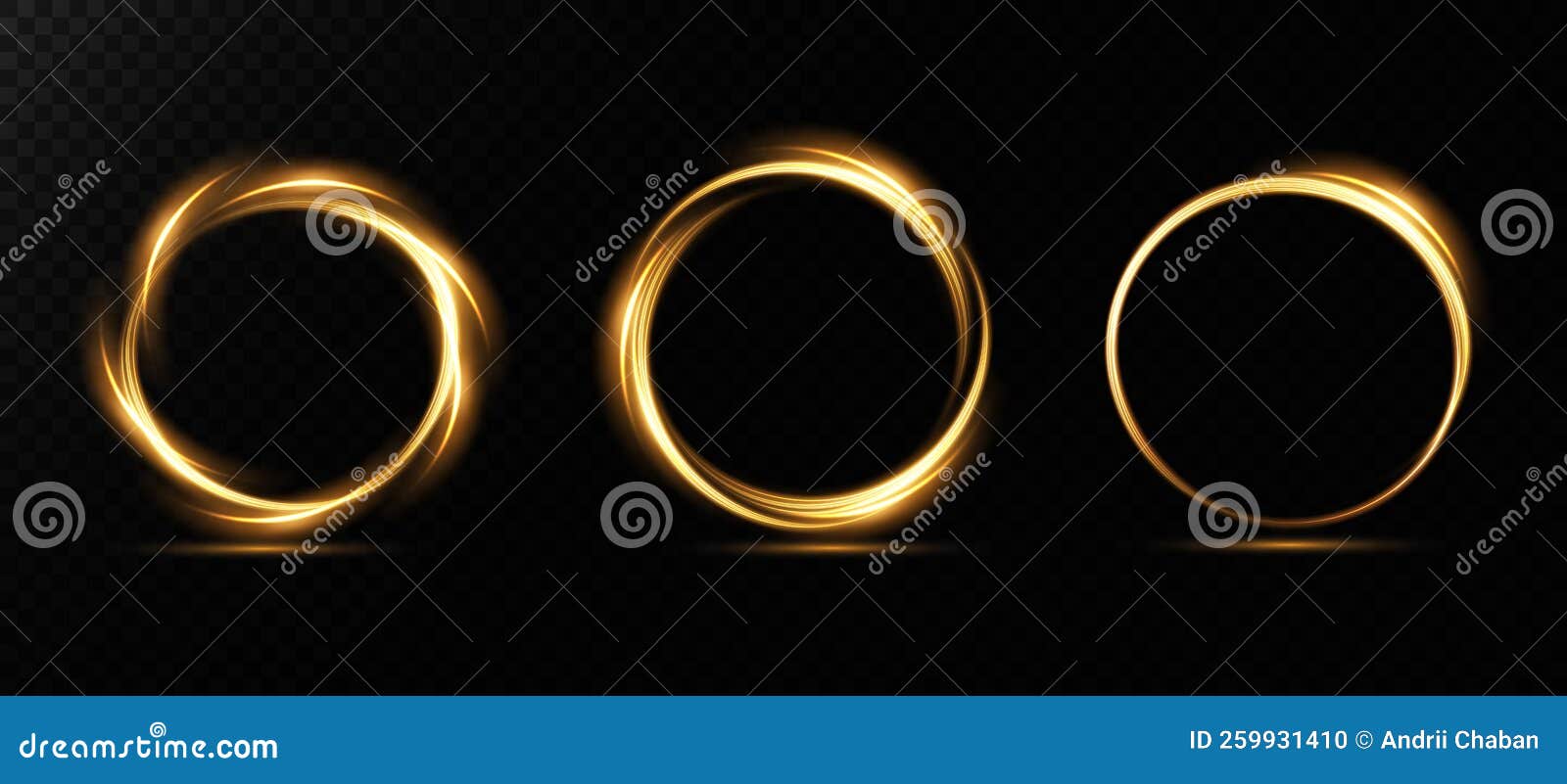 Golden Glowing Shiny Spiral Lines, Round Frames. Vector Background ...