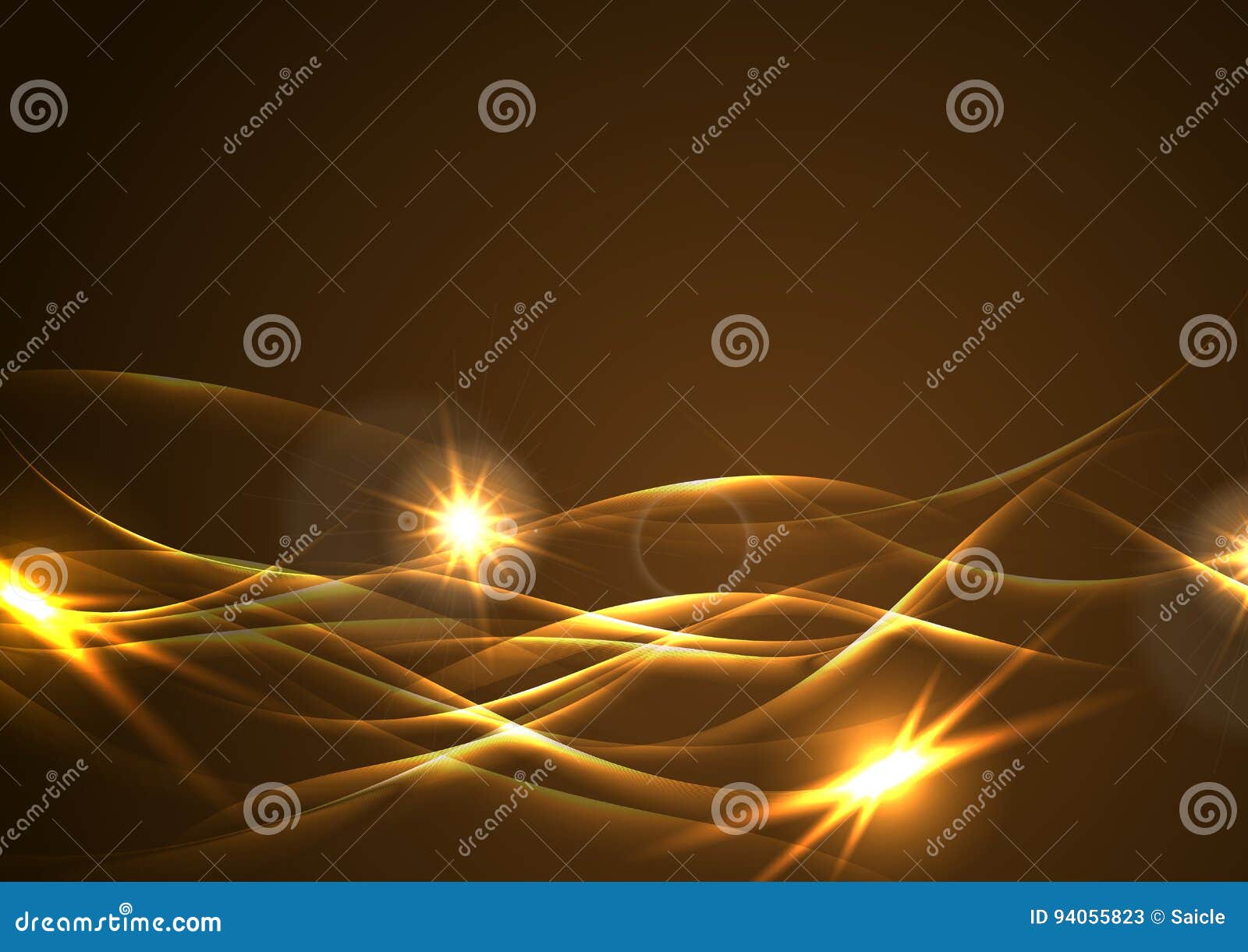 Golden Glowing Waves Abstract Background Stock Vector - Illustration of ...